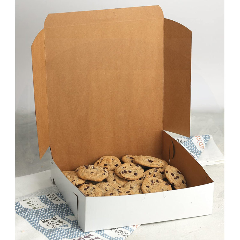 Prep & Savour Dashone White Cookie Boxes - 9" x 9" x 3" Bakery Boxes No ...
