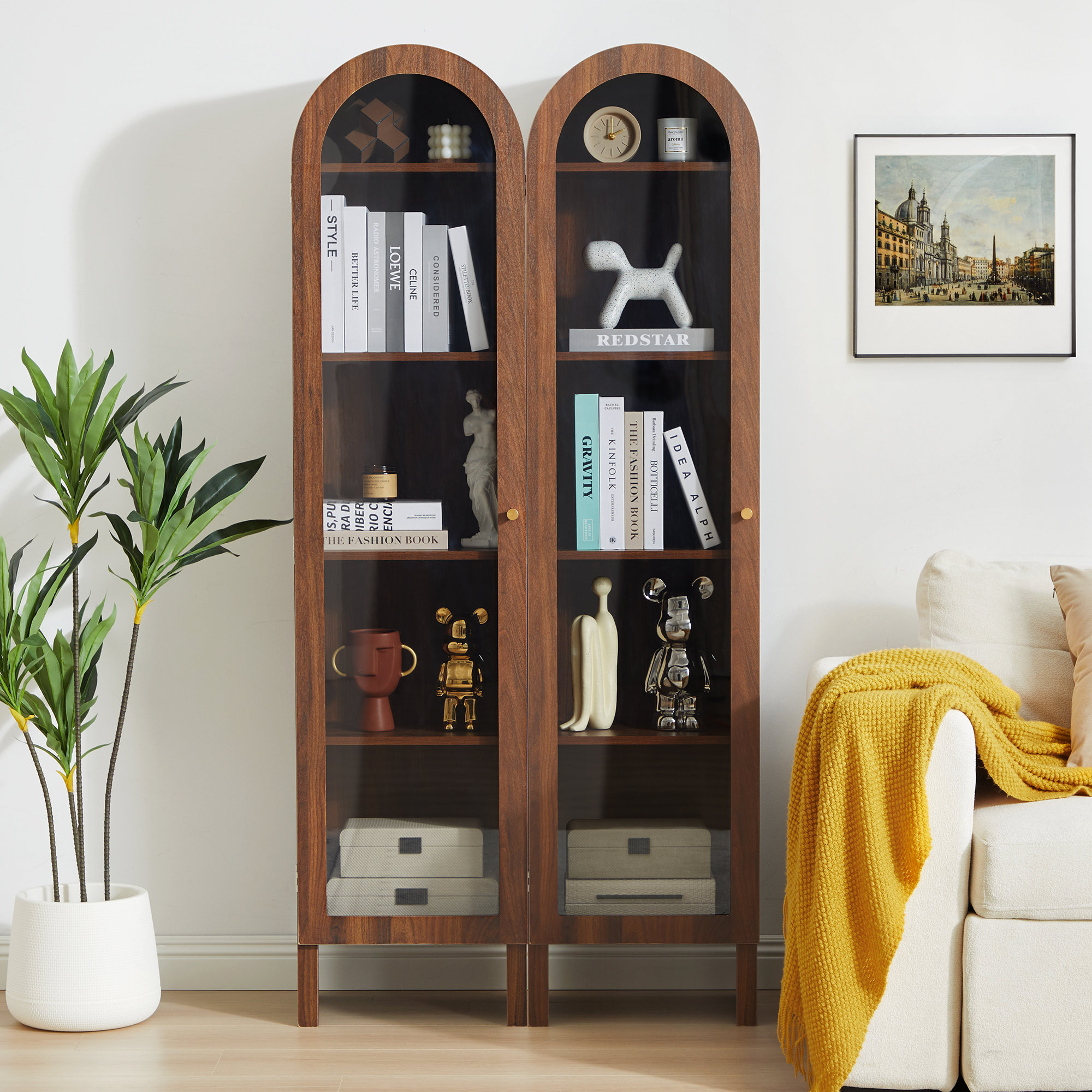 Boknait Mk 67'' Tall Arched Storage Display Cabinet Bookcase - Wayfair ...