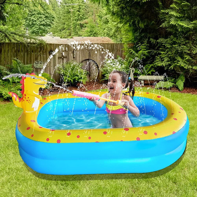 Beniar Inflatable Kid Pool, Swimming Pool for Kids with Sprinkler ...