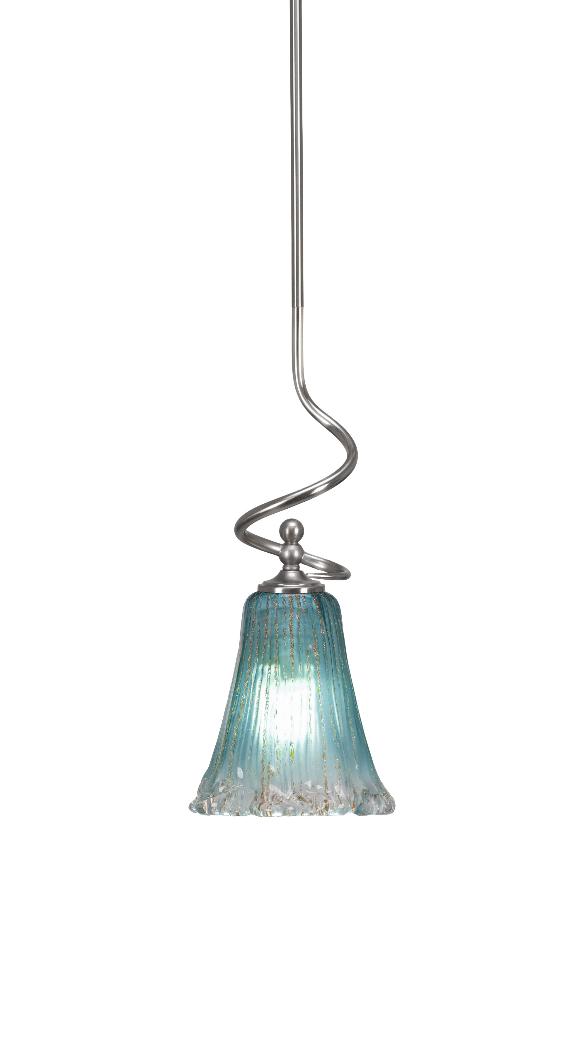 Rosdorf Park Gerick Stem Hung Mini Pendant With 5.5" Fluted Teal ...