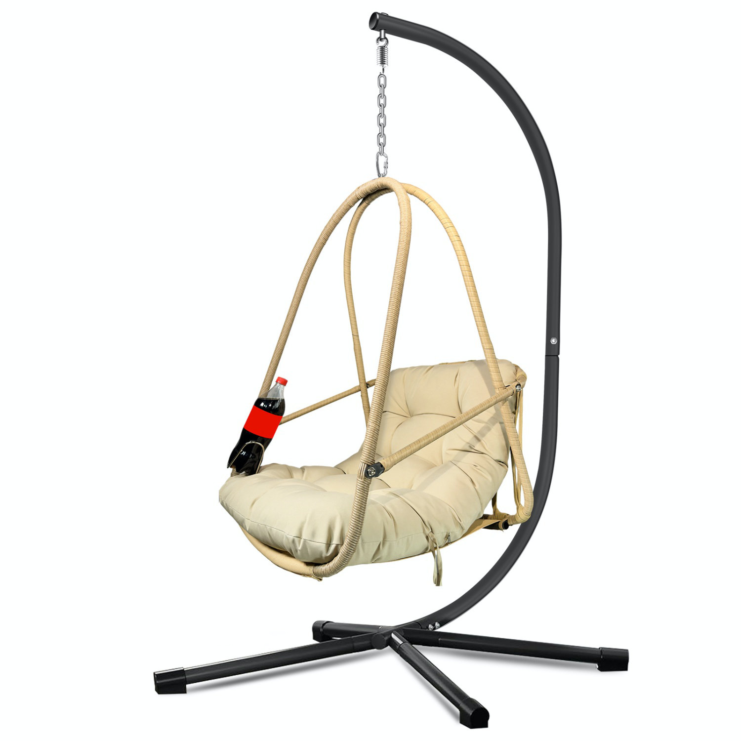 Dakota Fields Swing Egg Chair with Stand for Indoor/Outdoor, Foldable ...