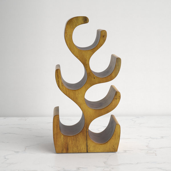 Ophelia & Co. Teak Wood Curved Tree Shaped 6 Bottle Brown Wine Rack ...