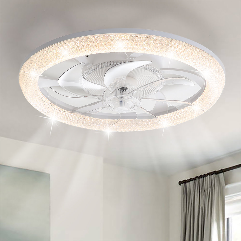 Wrought Studio Ventilateur de plafond intérieur en cristal 20 po avec ...