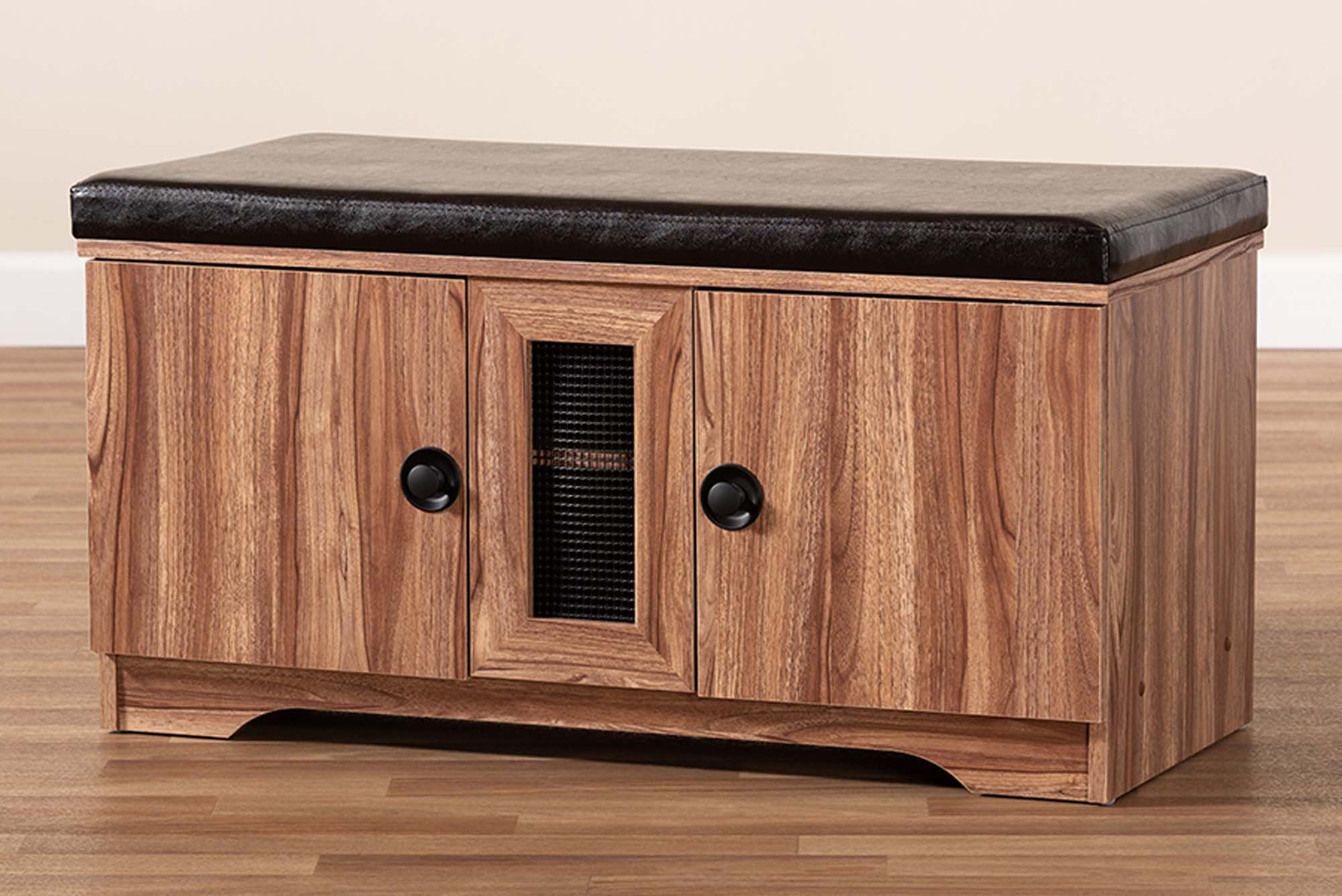 iHome Studio Lena Faux Leather Cabinet Shoe Storage Bench | Wayfair