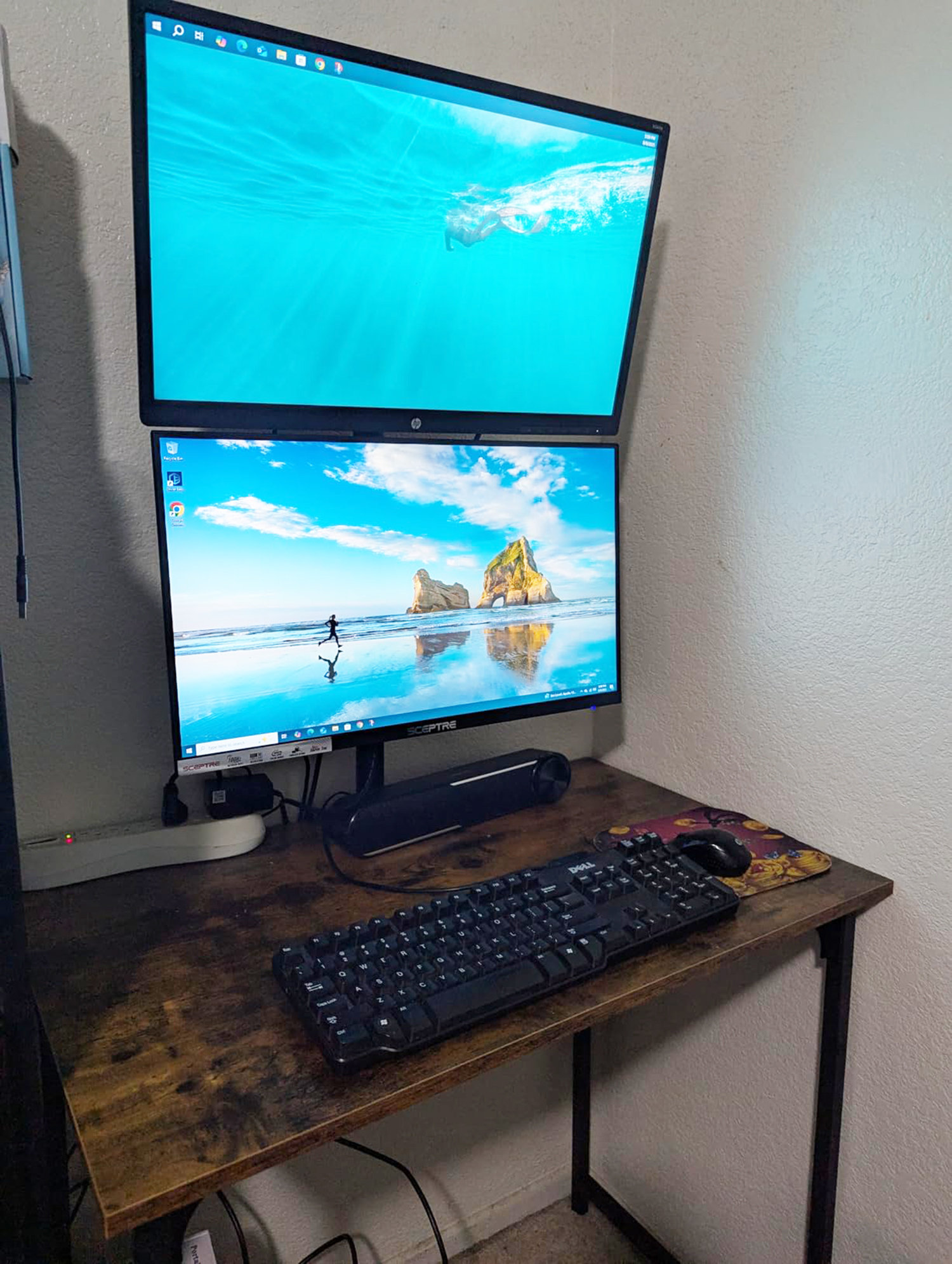 Inbox Zero Vertical Dual Monitor Mount – Fully Adjustable Stackable ...