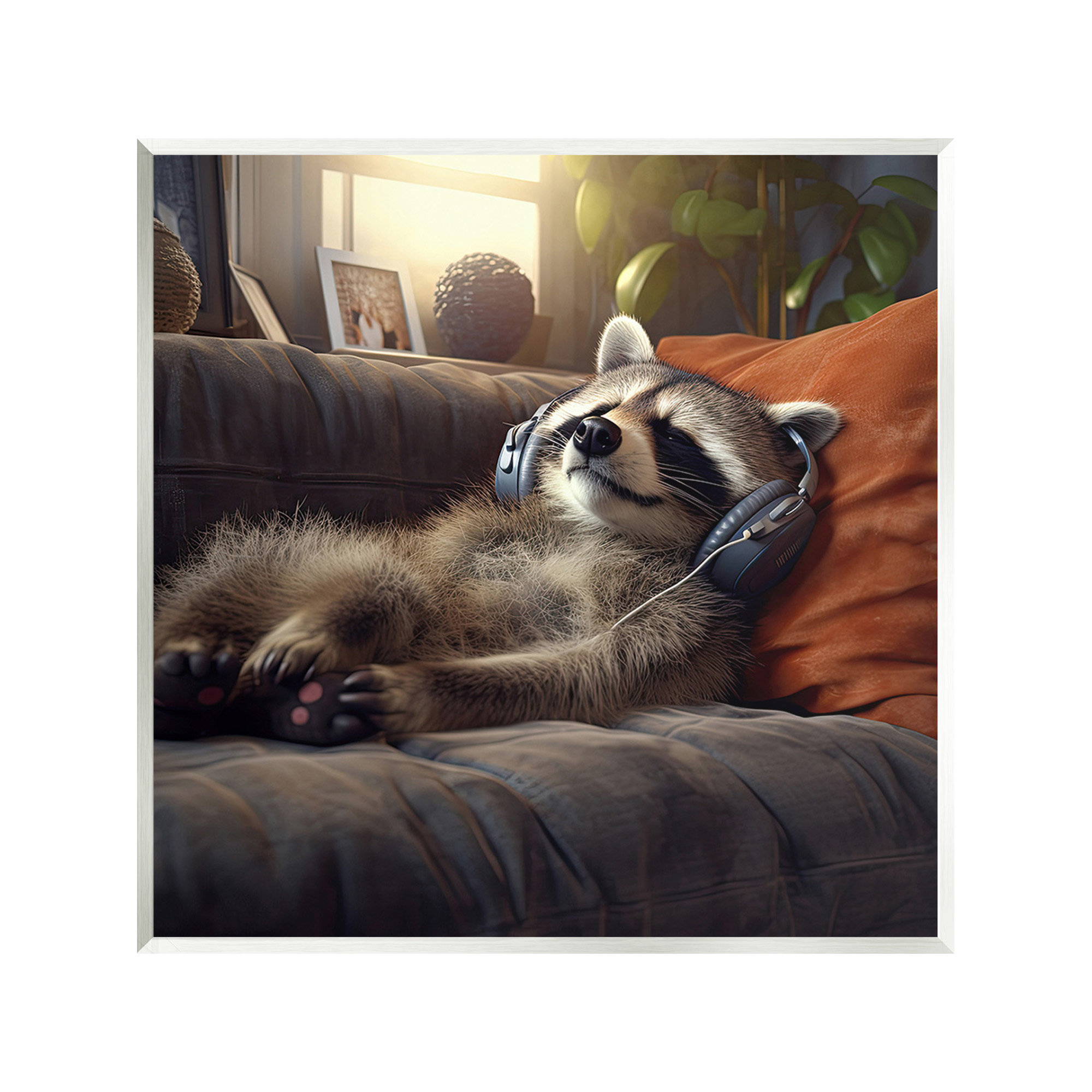 Wrought Studio™ Raccoon Relaxing Headphones Wall Plaque Art by Jim ...