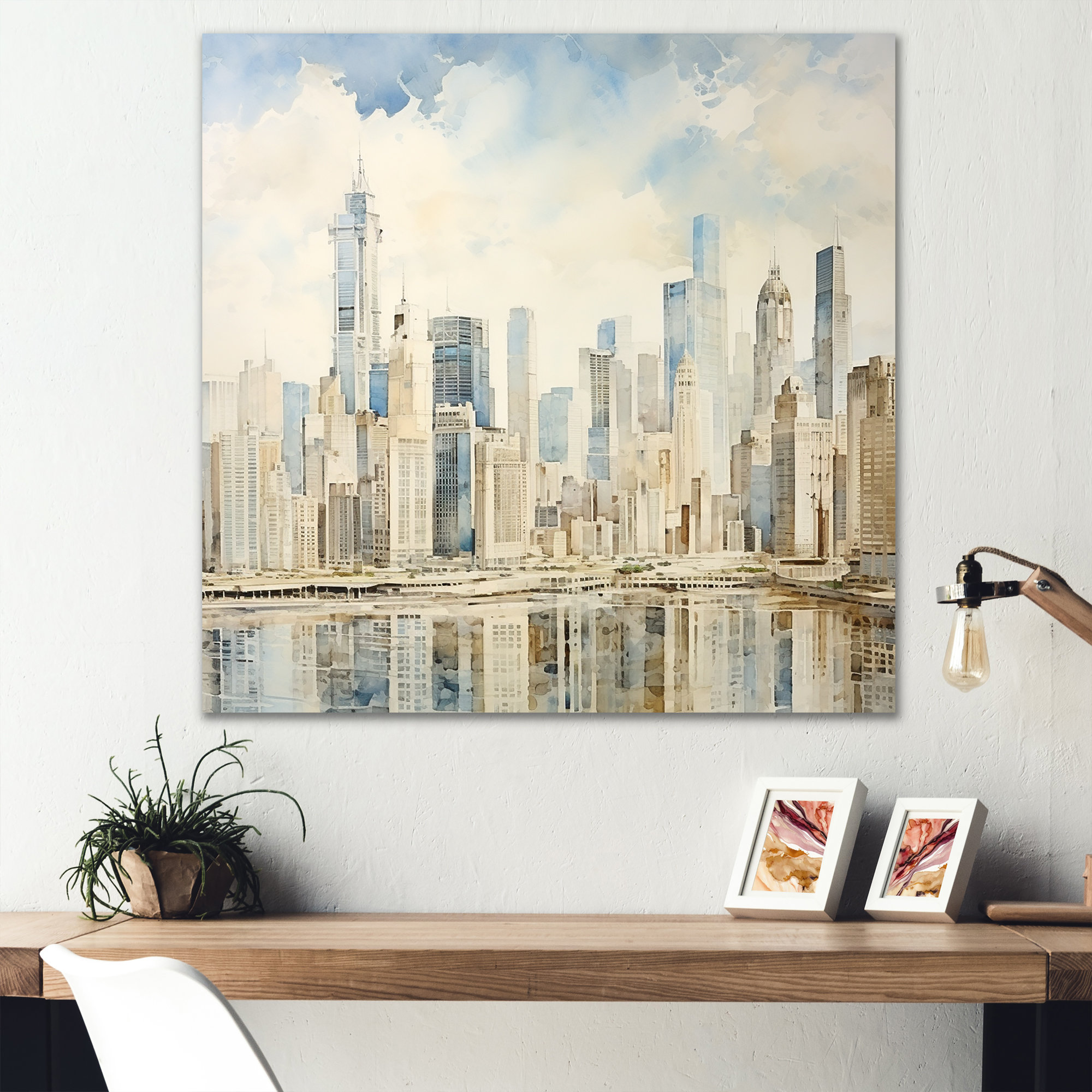 Winston Porter Ivory Infinity Skyscraper Cityscape II - Print | Wayfair