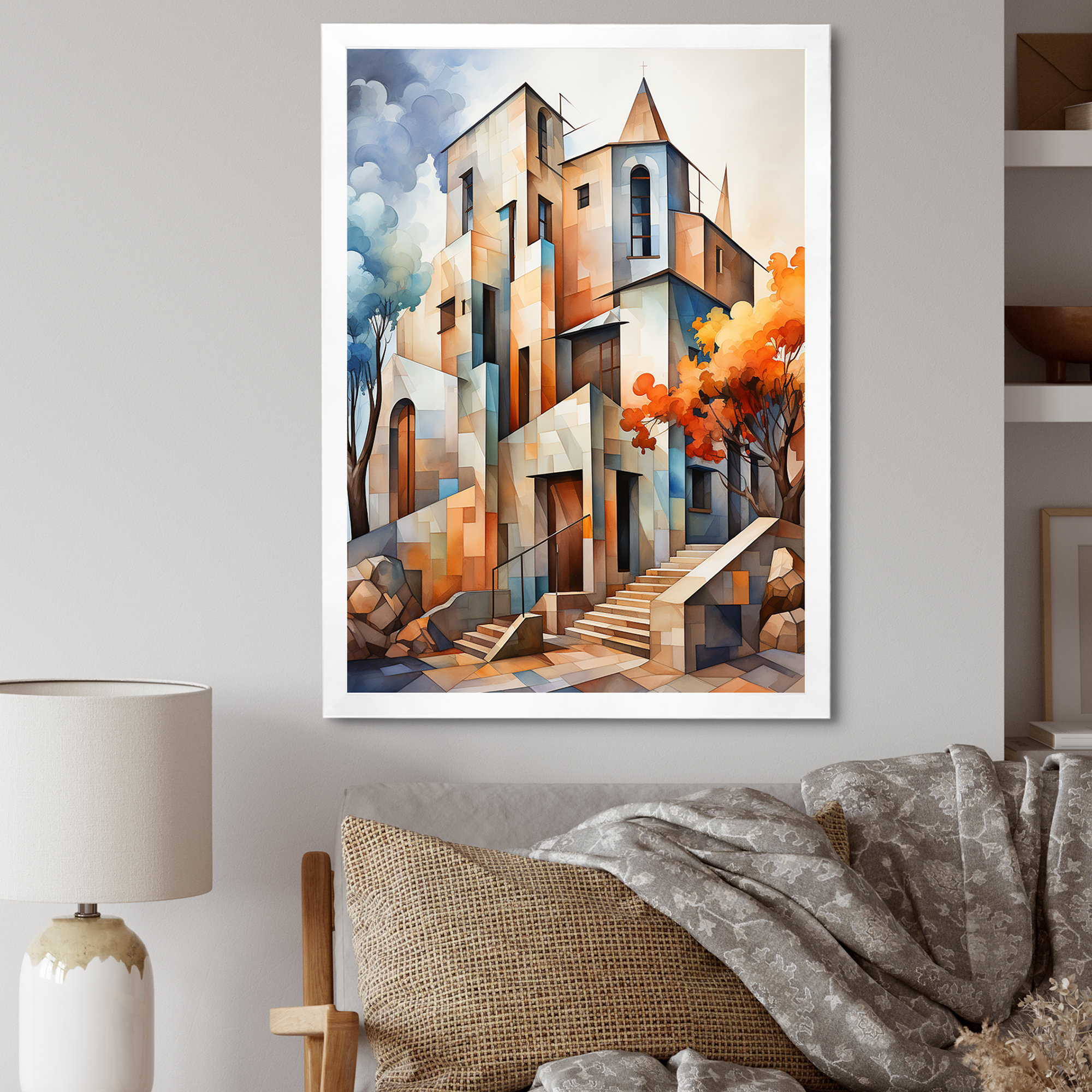 Lark Manor™ Cubist Chapel Religious Landscape III - Church Wall Art ...
