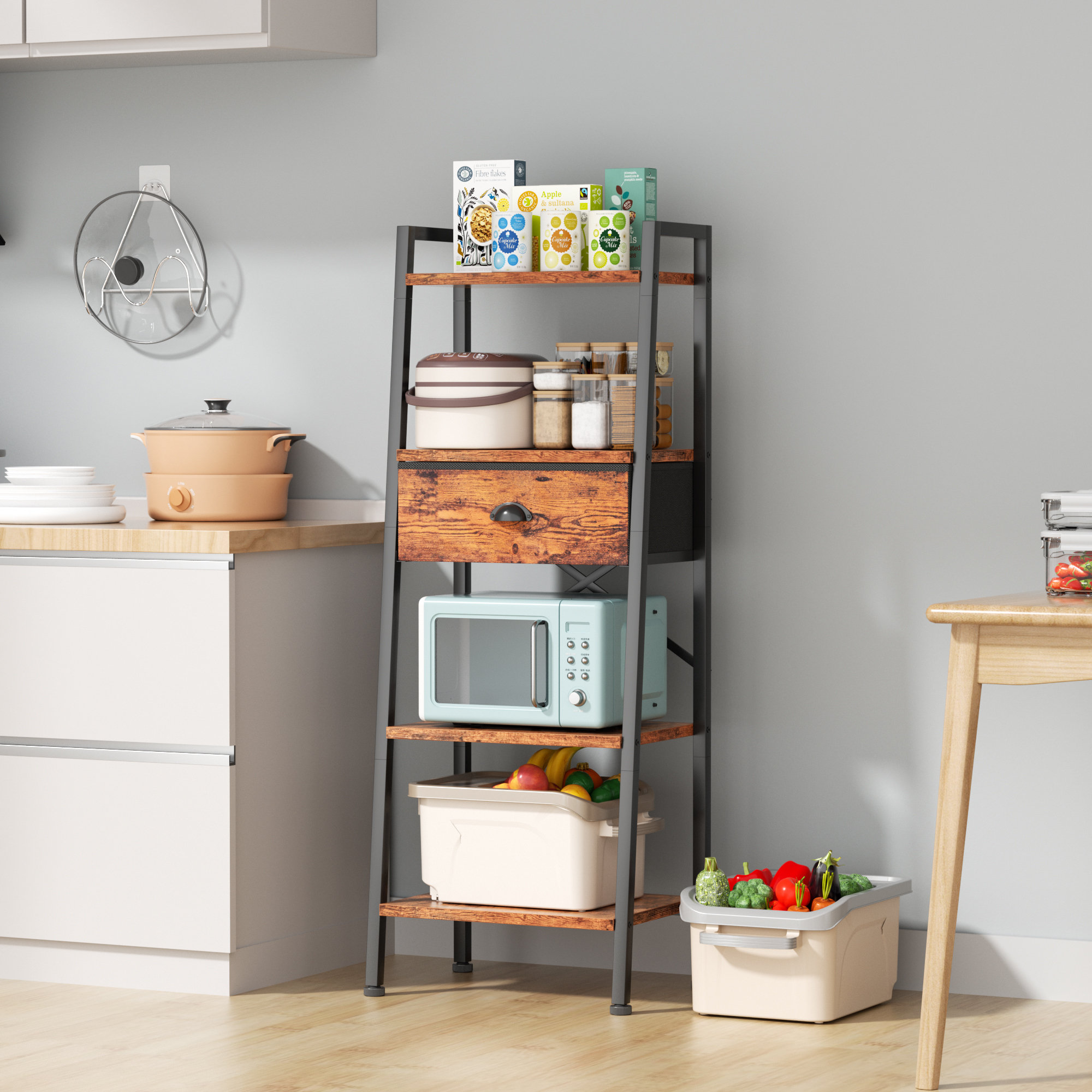 Furco 4/5-Tier Ladder Bookcase Freestanding Storage Shelf with ...