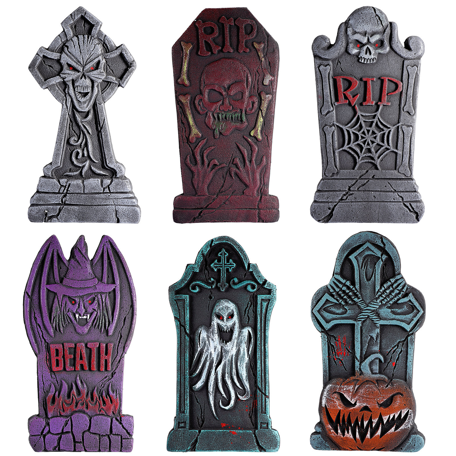 Ophelia & Co. 6PCS Halloween Graveyard Tombstone Headstones With ...