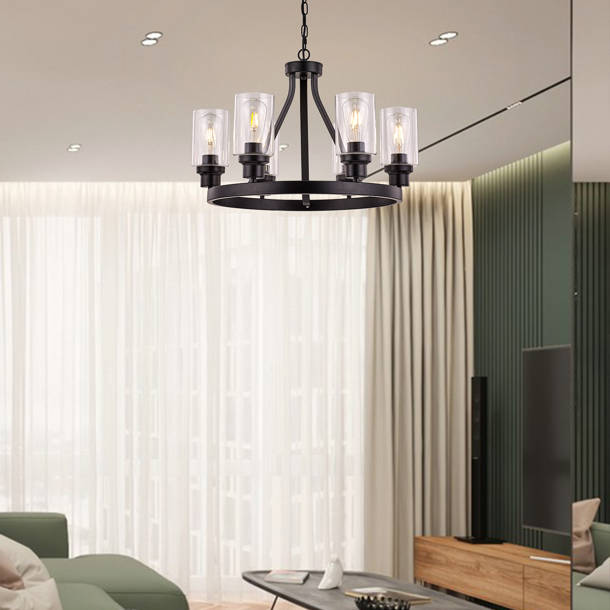 Gracie Oaks Ahsir 6 - Light Dimmable Lantern Wagon Wheel Chandelier ...