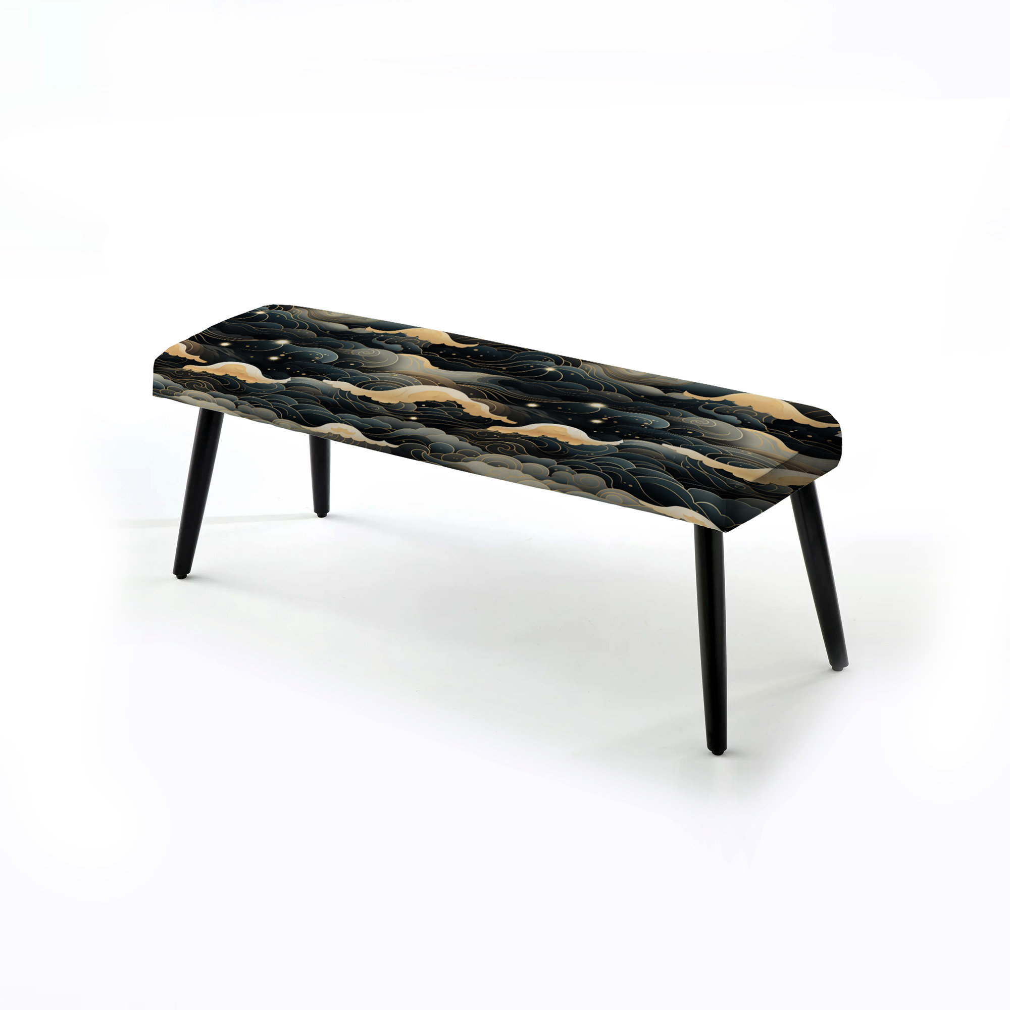Design Art Lunar Haze Moody Patterns - Abstract Upholstered Black Bench ...