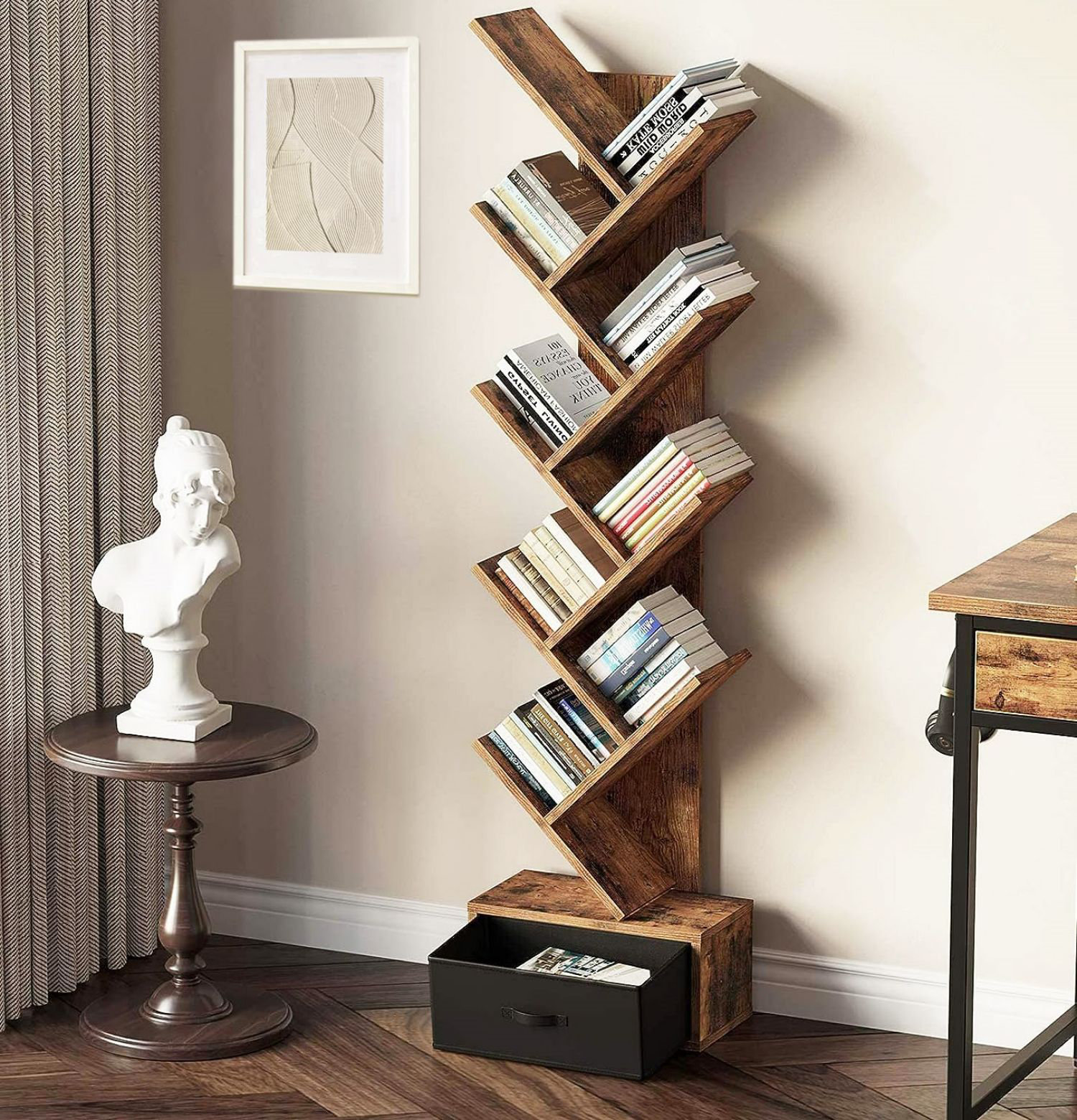 Loon Peak® Jakhi Bookshelf with Drawer, 9-Tier Tree Bookshelf | Wayfair