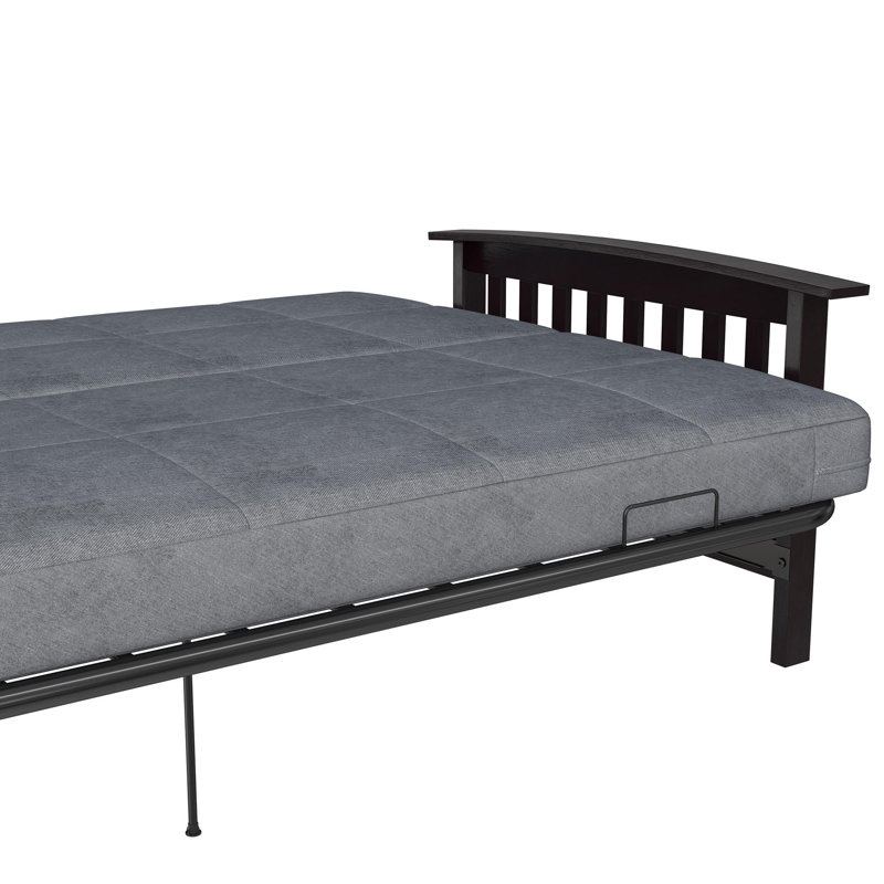 Lark Manor™ Arlethia Full Size Wood Arm and Black Metal Futon Frame ...