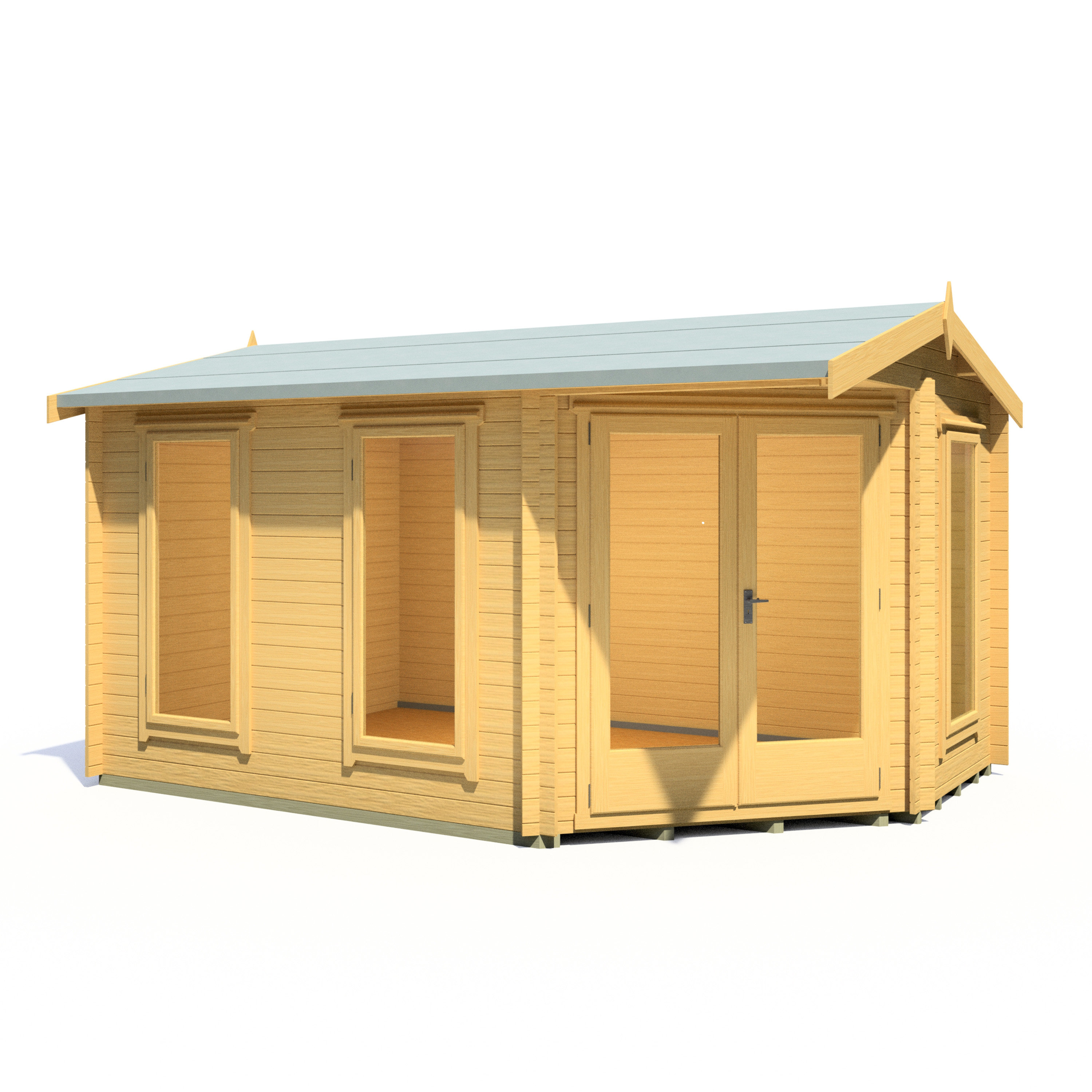 Shire GB Lambridge 10 ft x 14 ft 28 mm Corner Log Cabin Installed ...