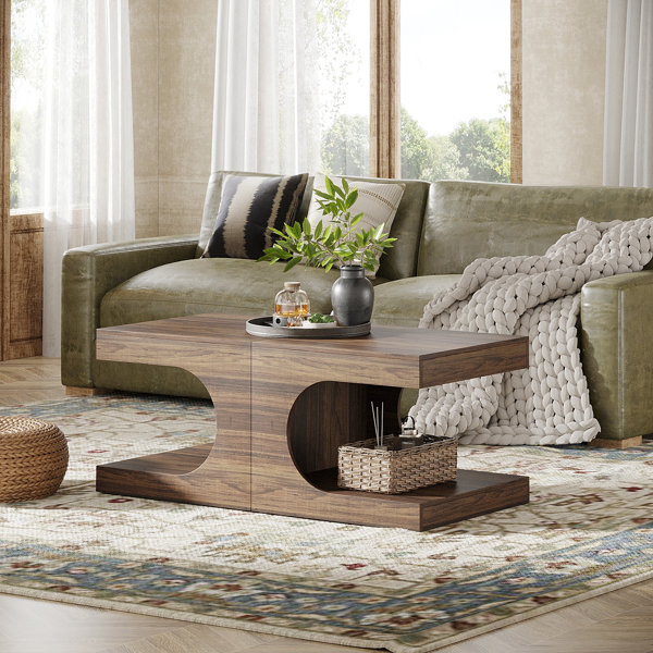 Ebern Designs Rectangular Coffee Table with 2-tier Storage, 47.2 ...