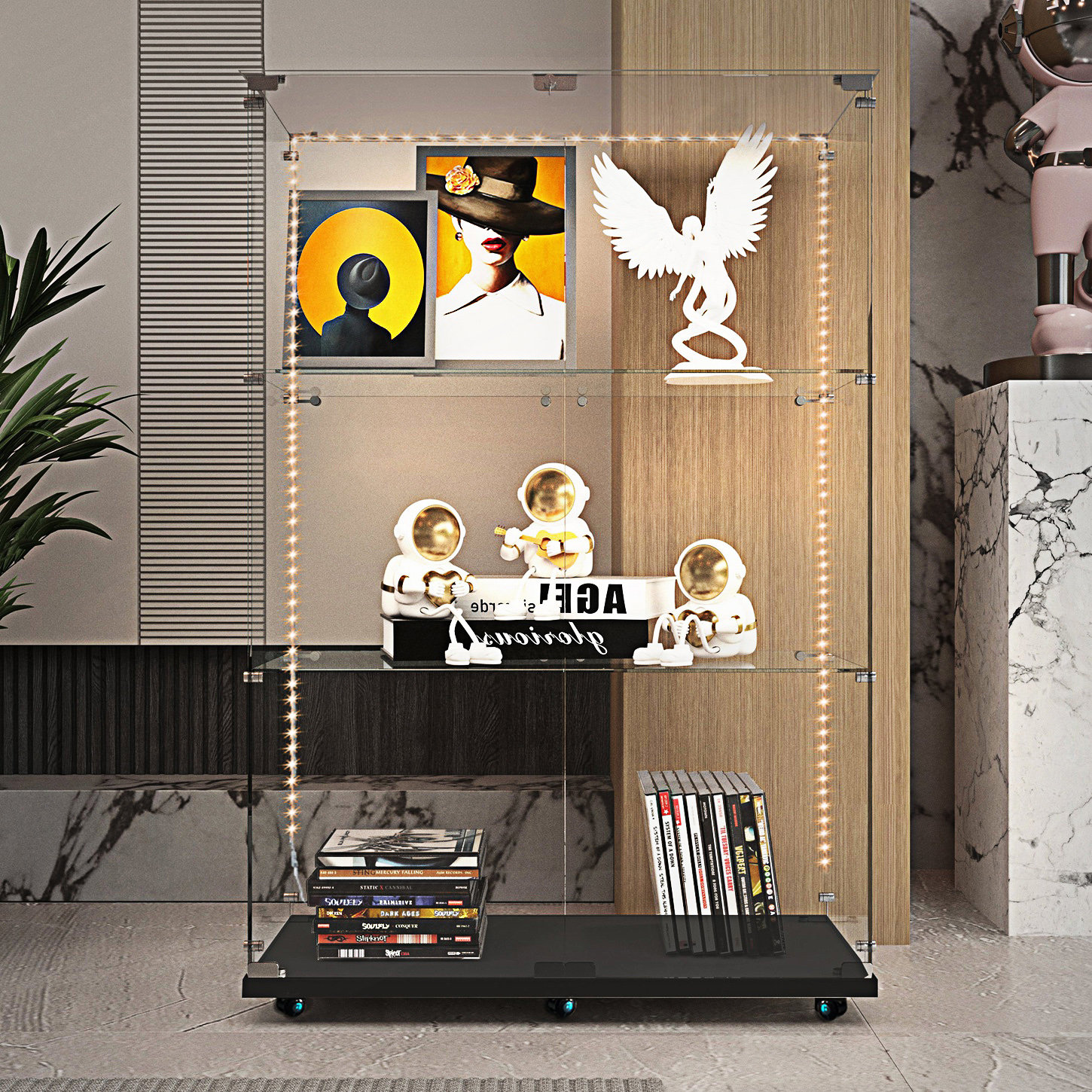 Ivy Bronx Accent Cabinet, Tempered Glass Display Cabinet, Tempered ...