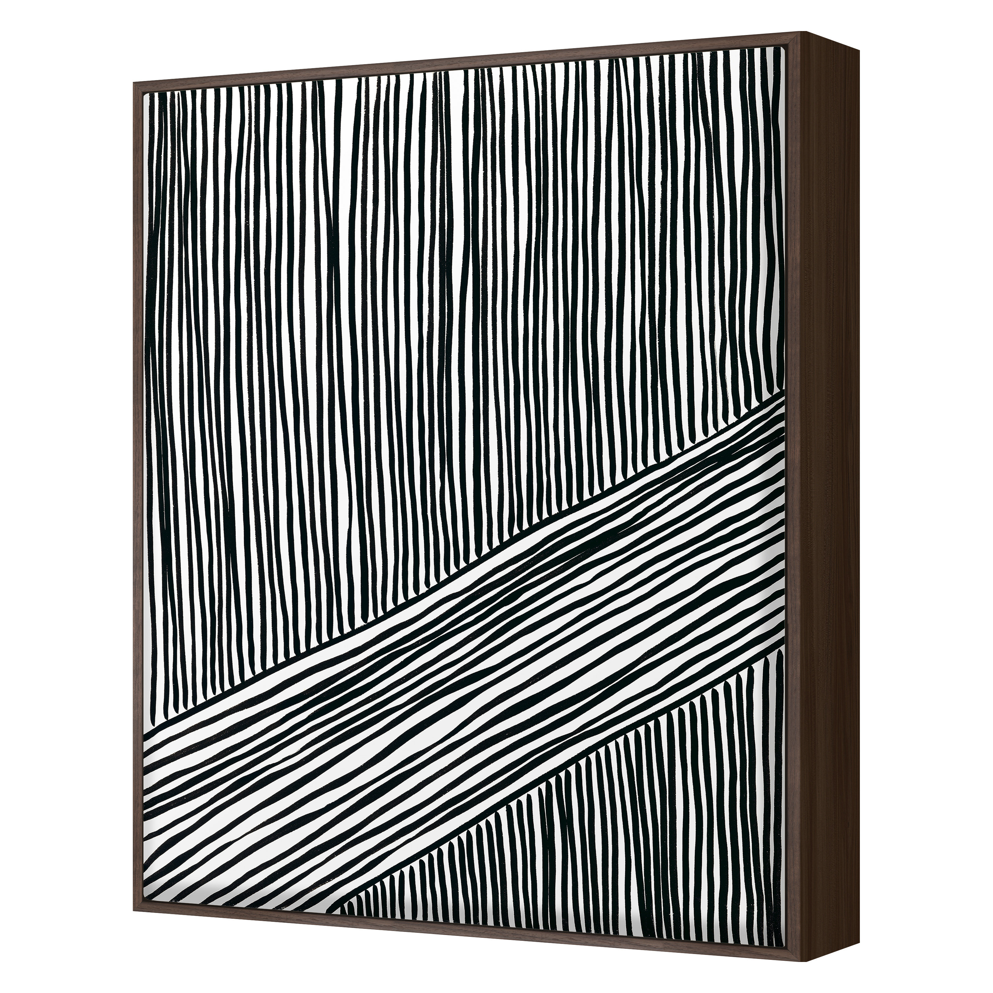 Grand Image Home Black And White Stripes 2 Framed On Canvas by Hable ...