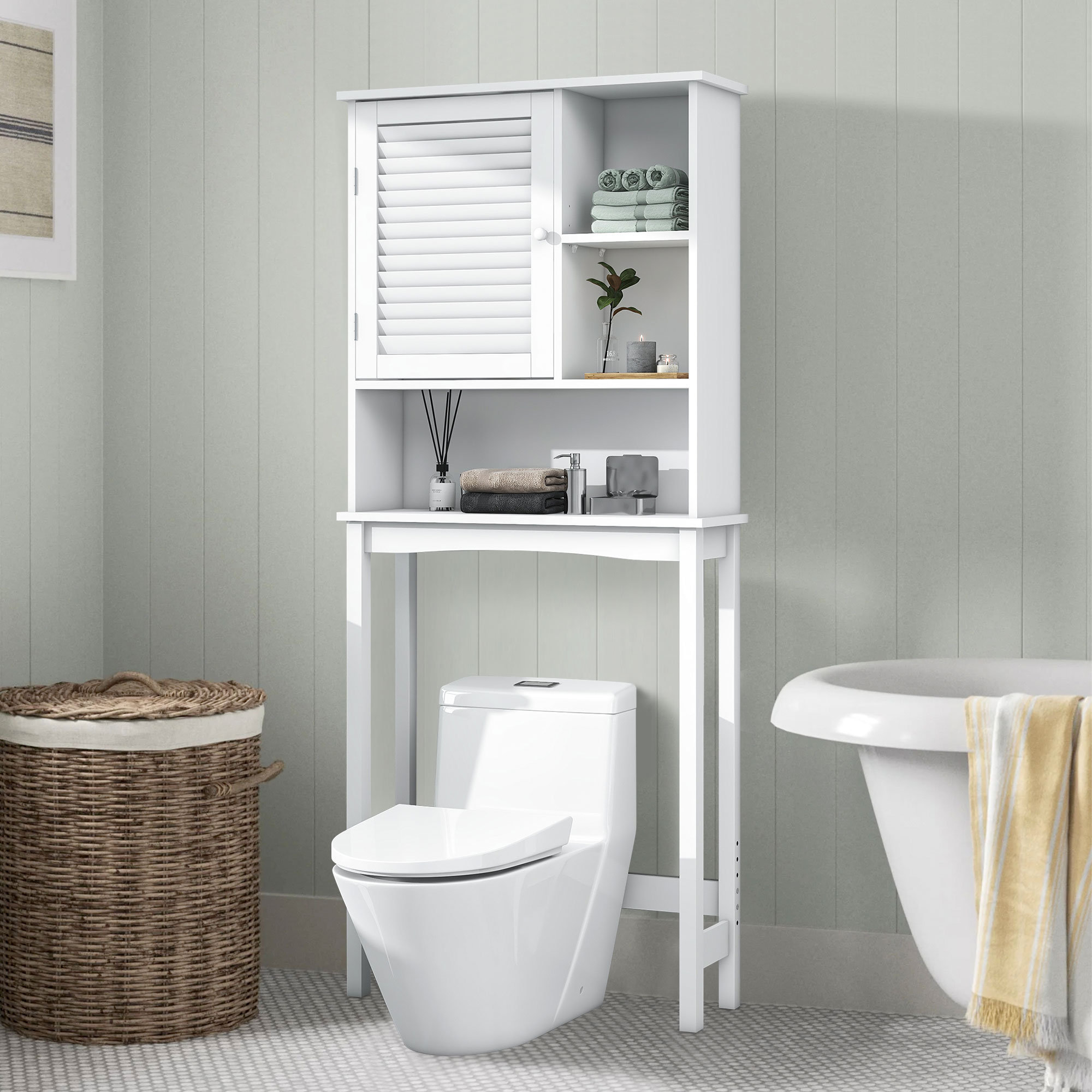 Winston Porter Omaryon Freestanding Over-the-Toilet Storage | Wayfair
