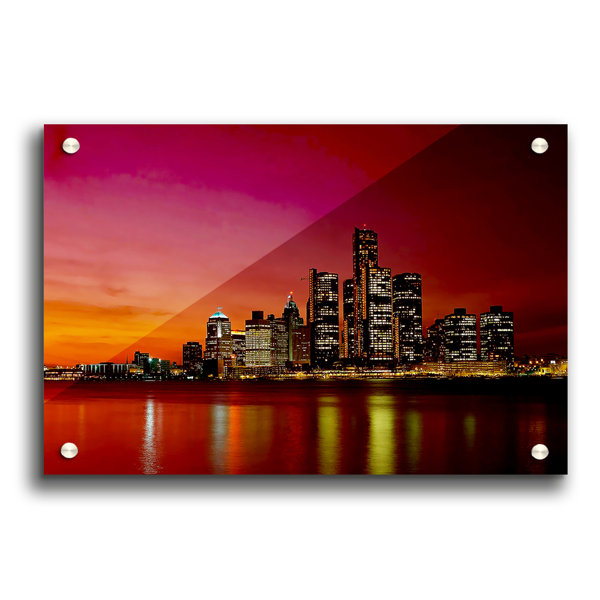 East Urban Home Pink City Lights - No Frame Print on Plastic / Acrylic ...