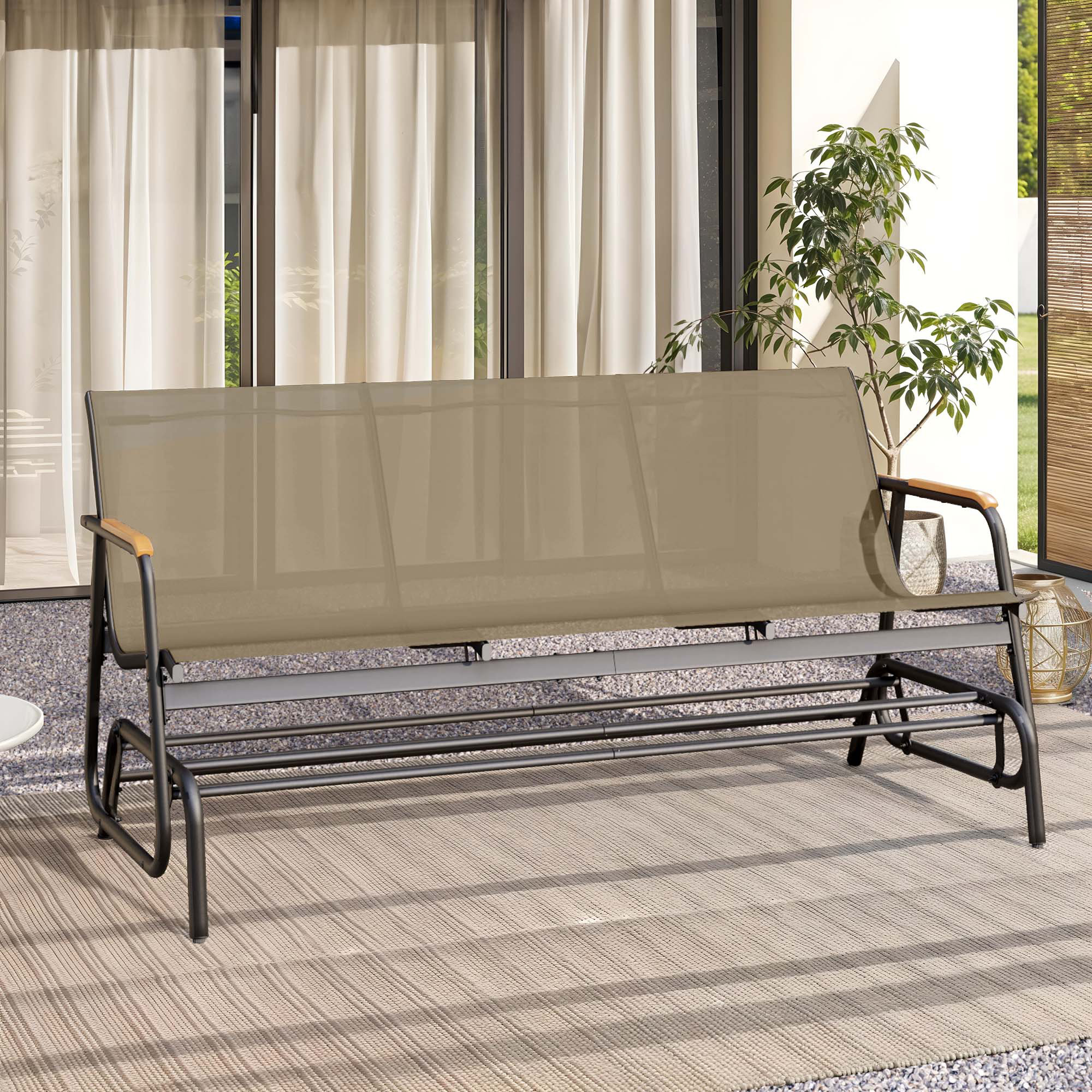Ebern Designs 3-Person Outdoor Gliding Metal Bench - Wayfair Canada