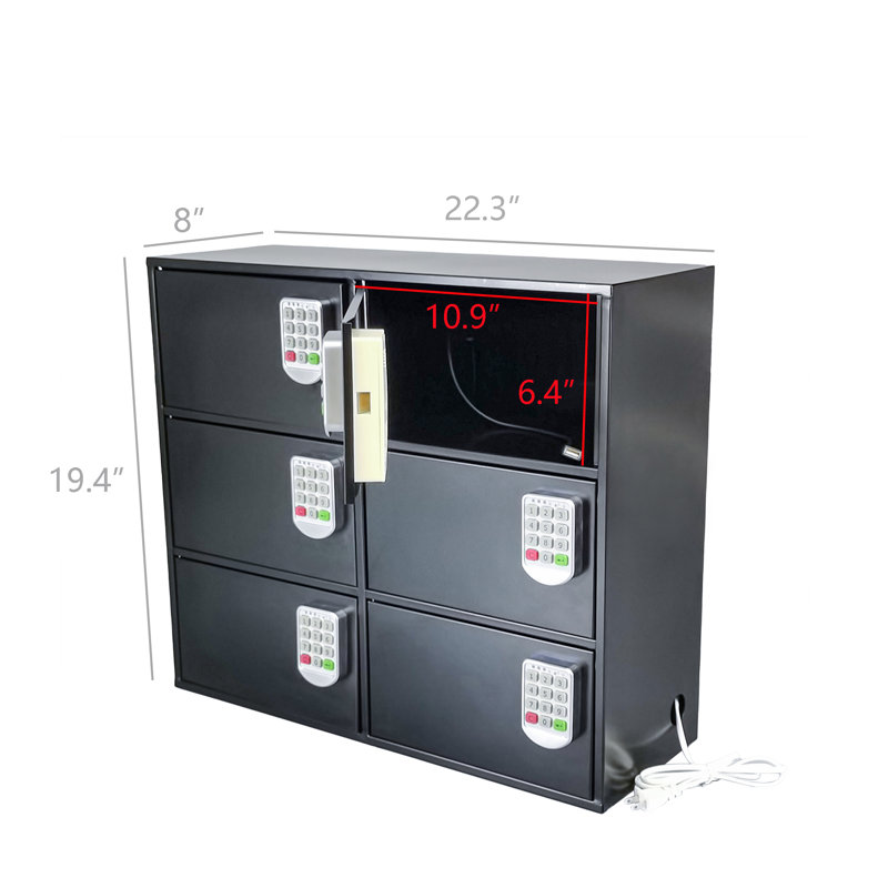FixtureDisplays Black Cell Phone Locker Charging Station Public ...