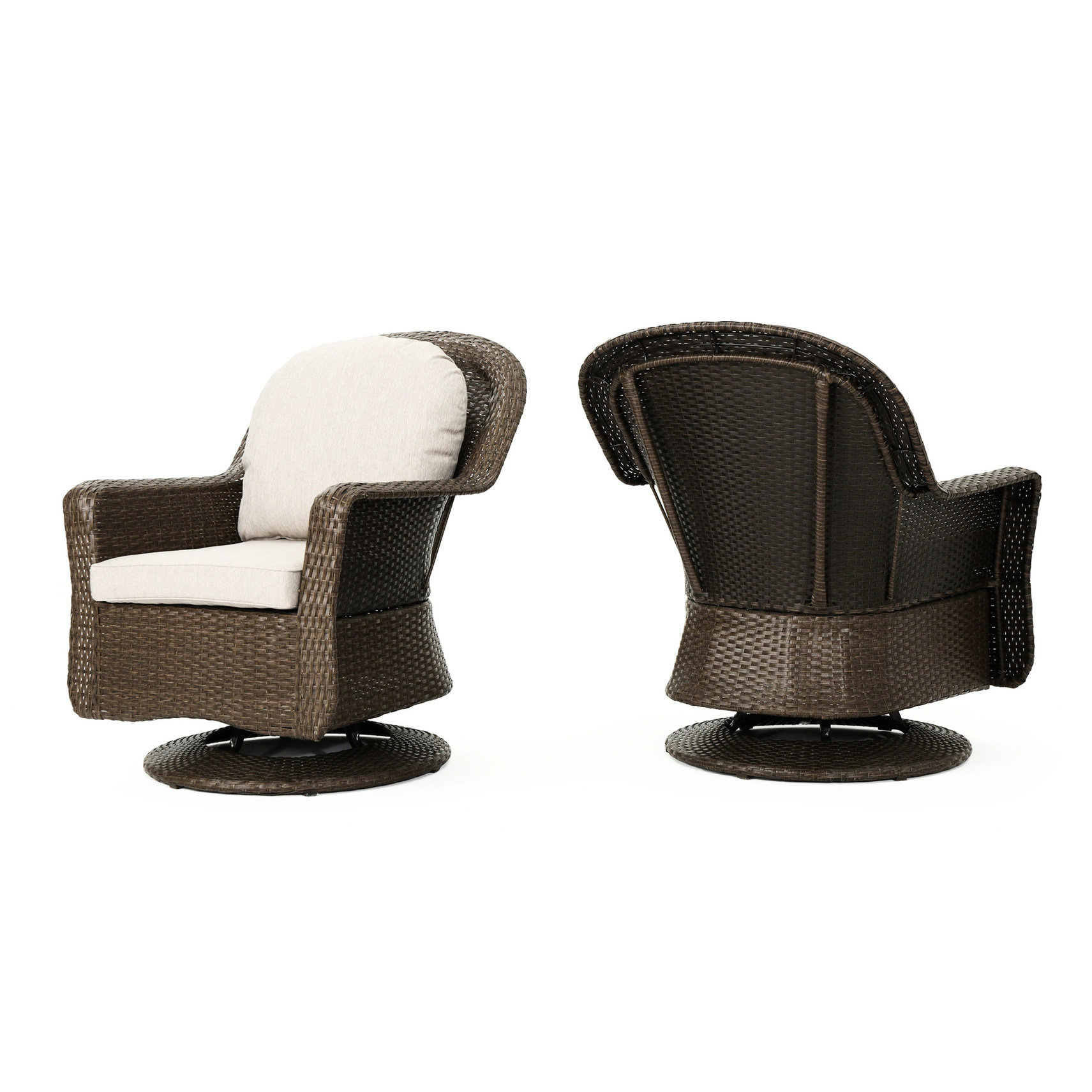 Ophelia & Co. 2 Swivel Club Chairs. Comfortable Outdoor Seating. & Iron ...