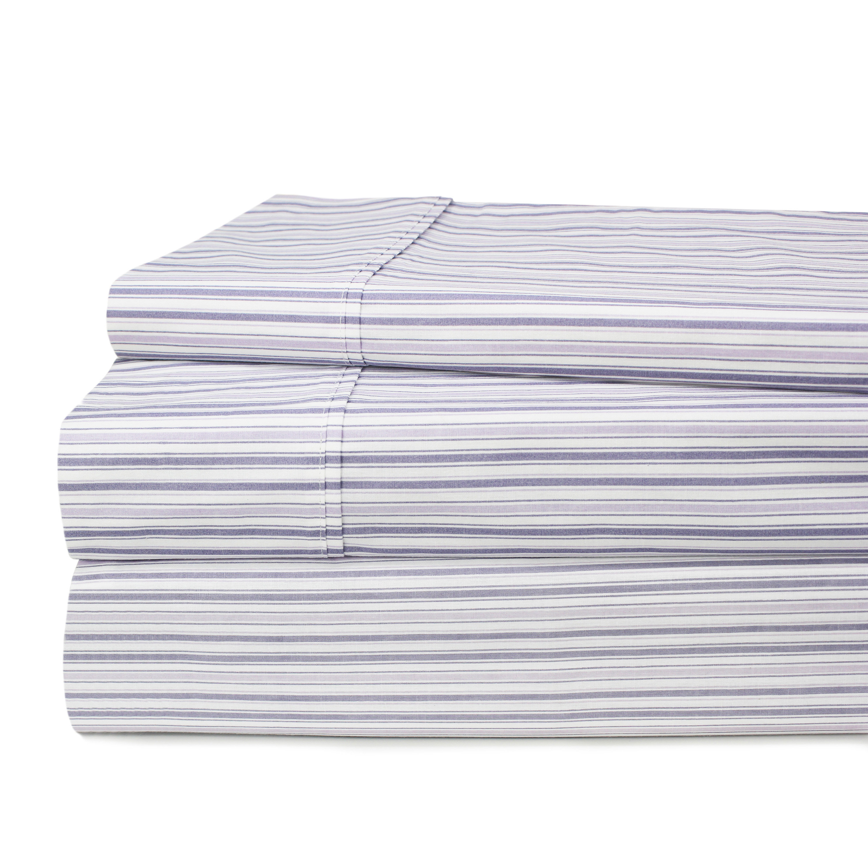 Melange Home Beford Lane 200 Thread Count Striped 100% Cotton Percale ...