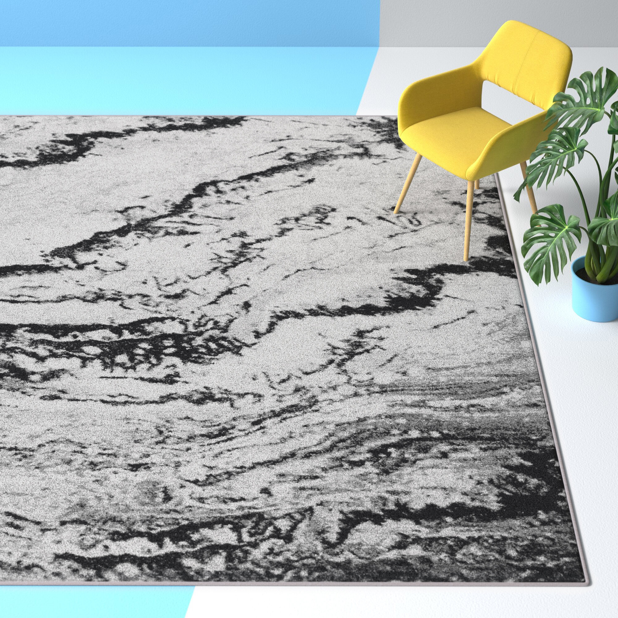 Hashtag Home Adcock Abstract Ivory/Black Area Rug & Reviews | Wayfair