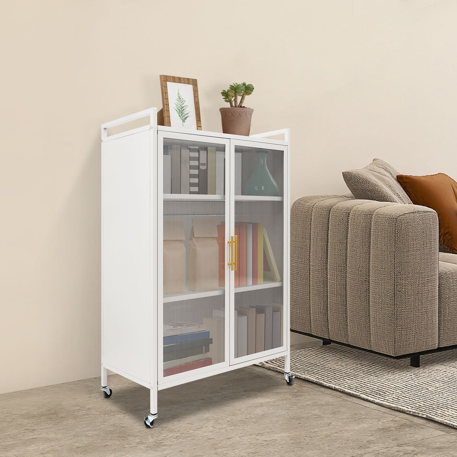 Ebern Designs 4-Tier Storage Cabinet Tier Spacing Adjustable With ...