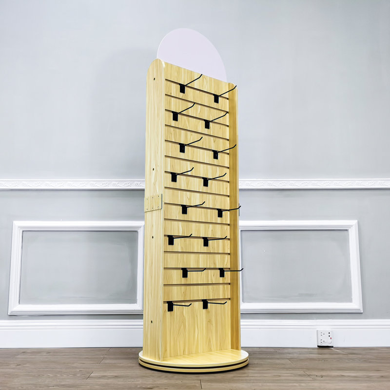 FixtureDisplays Double Sided Slatwall Rotating Display Wood Floor ...
