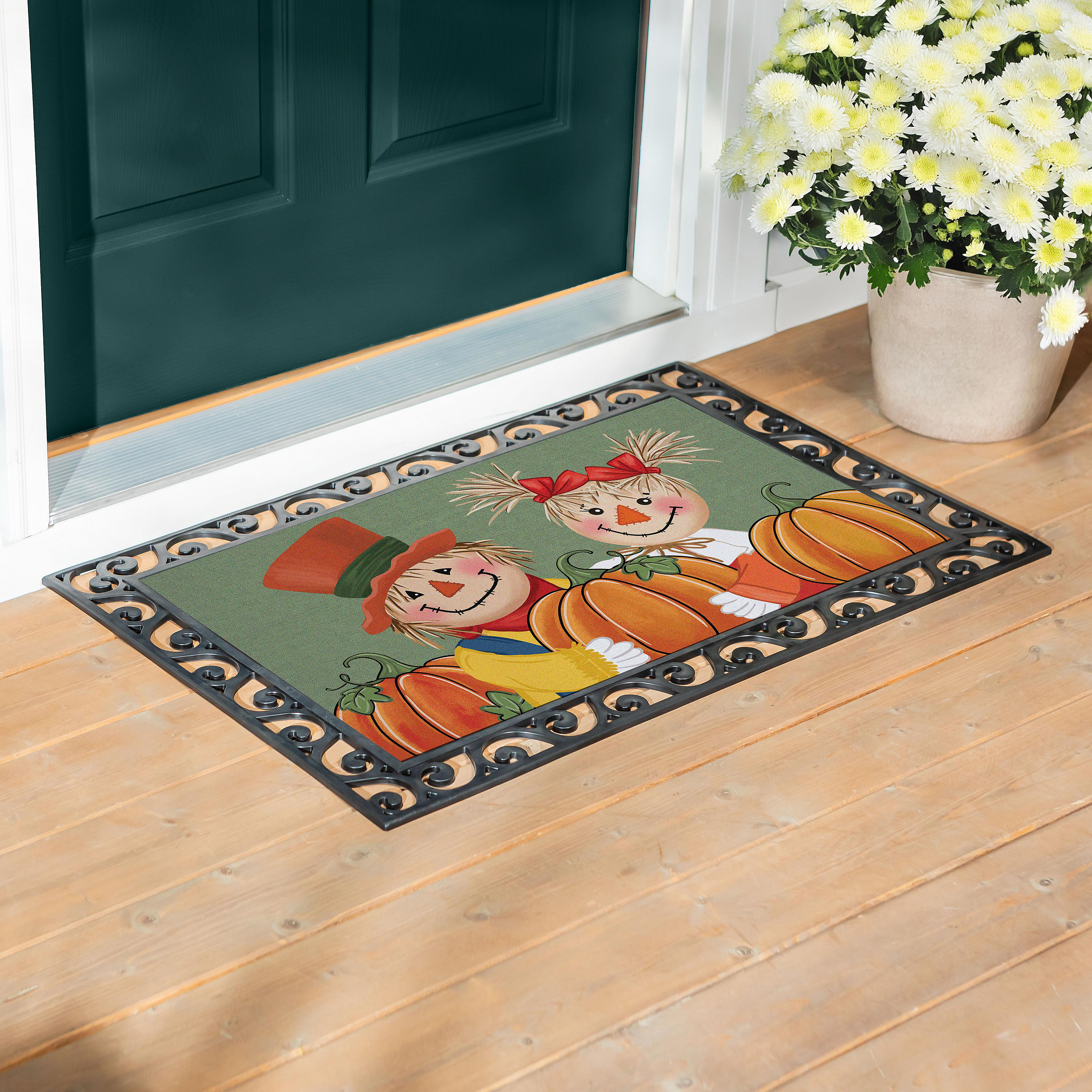 Ophelia & Co. Couple Of Scarecrows Sassafras Estate Mat | Wayfair