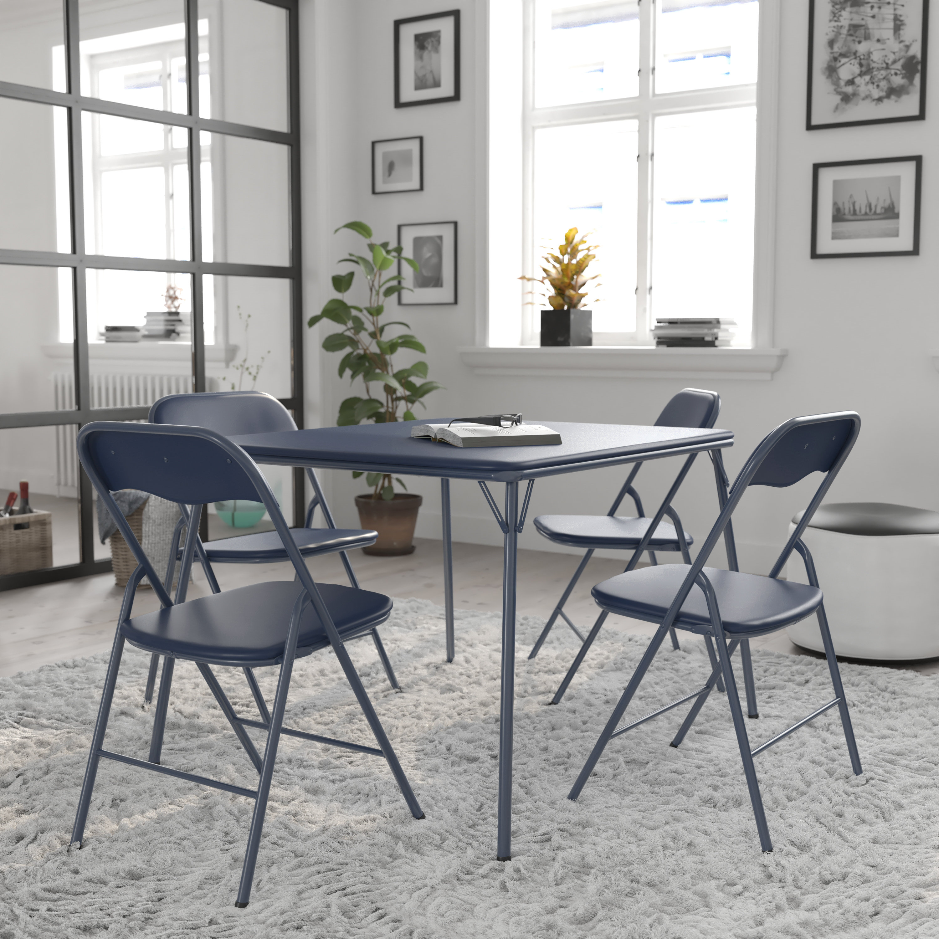 Flash Furniture Monroe 5-Piece Folding Padded Card Table and Chairs Set ...