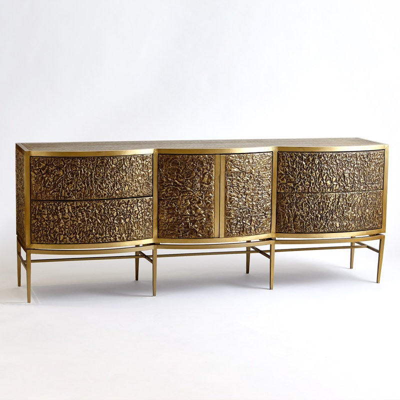 Global Views Crinkle Long Cabinet-Brass/Bronze | Perigold