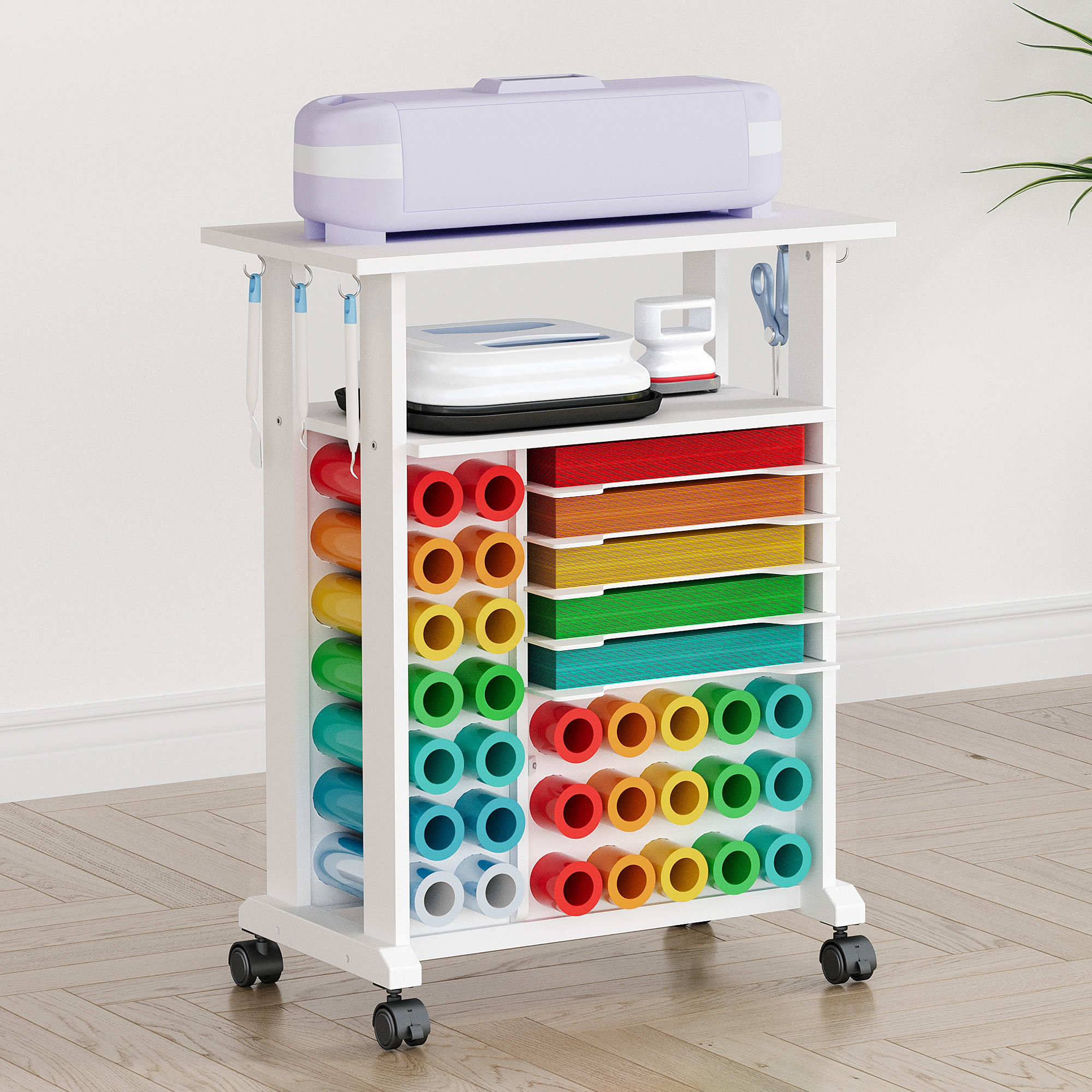 Ackitry Craft Table Storage Cart Circut Table With 5 Tiers Paper Stoage ...