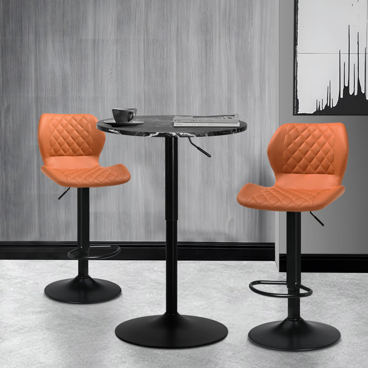Ebern Designs Moaid 3 Piece Height-adjustable Pub Table and Leathered ...