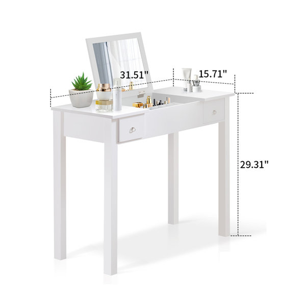 Latitude Run® Modern Elegant Dresser Vanity Table with Flip-Top Mirror ...