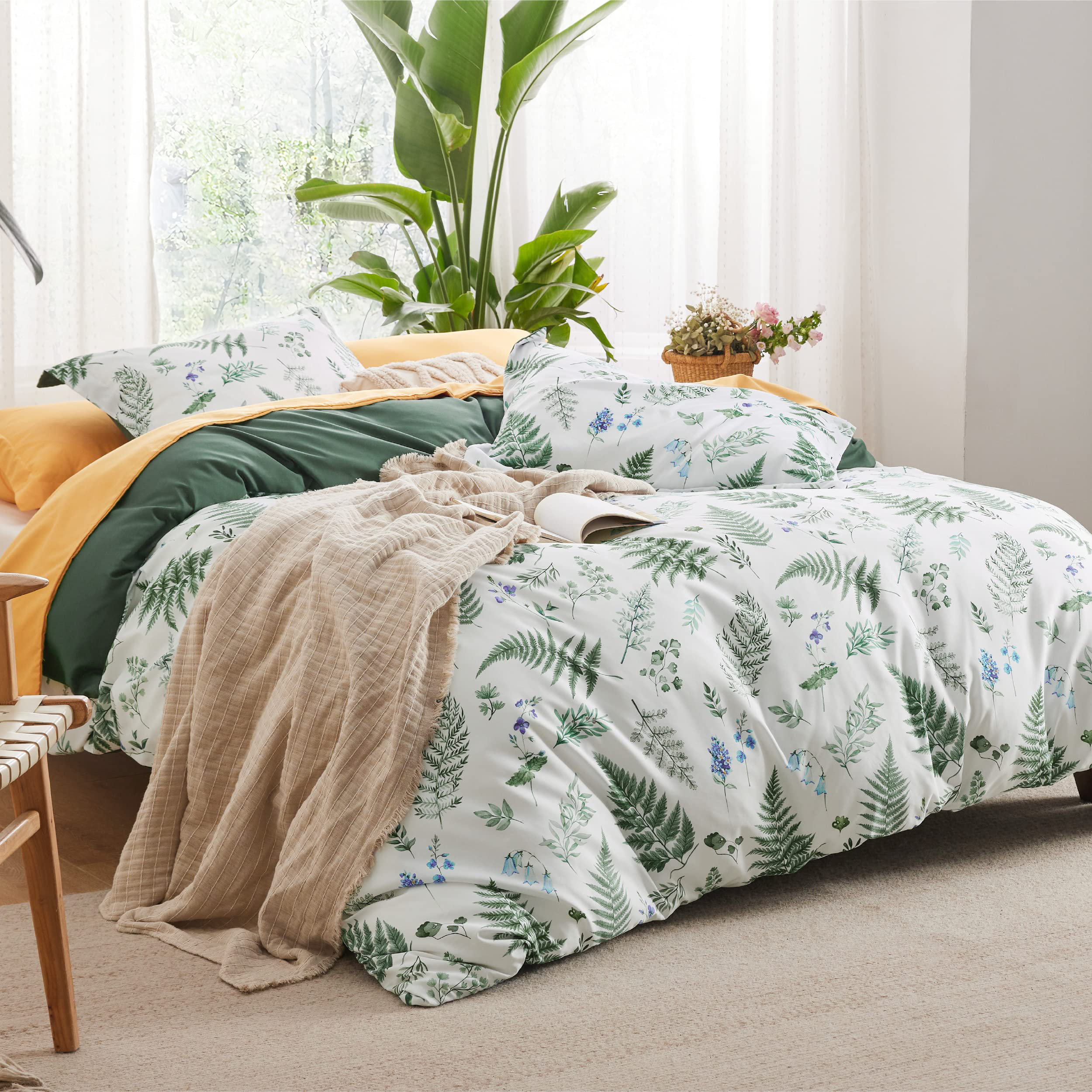 Bedsure Plants Botanical Duvet Cover Set With Zipper Closure | Wayfair