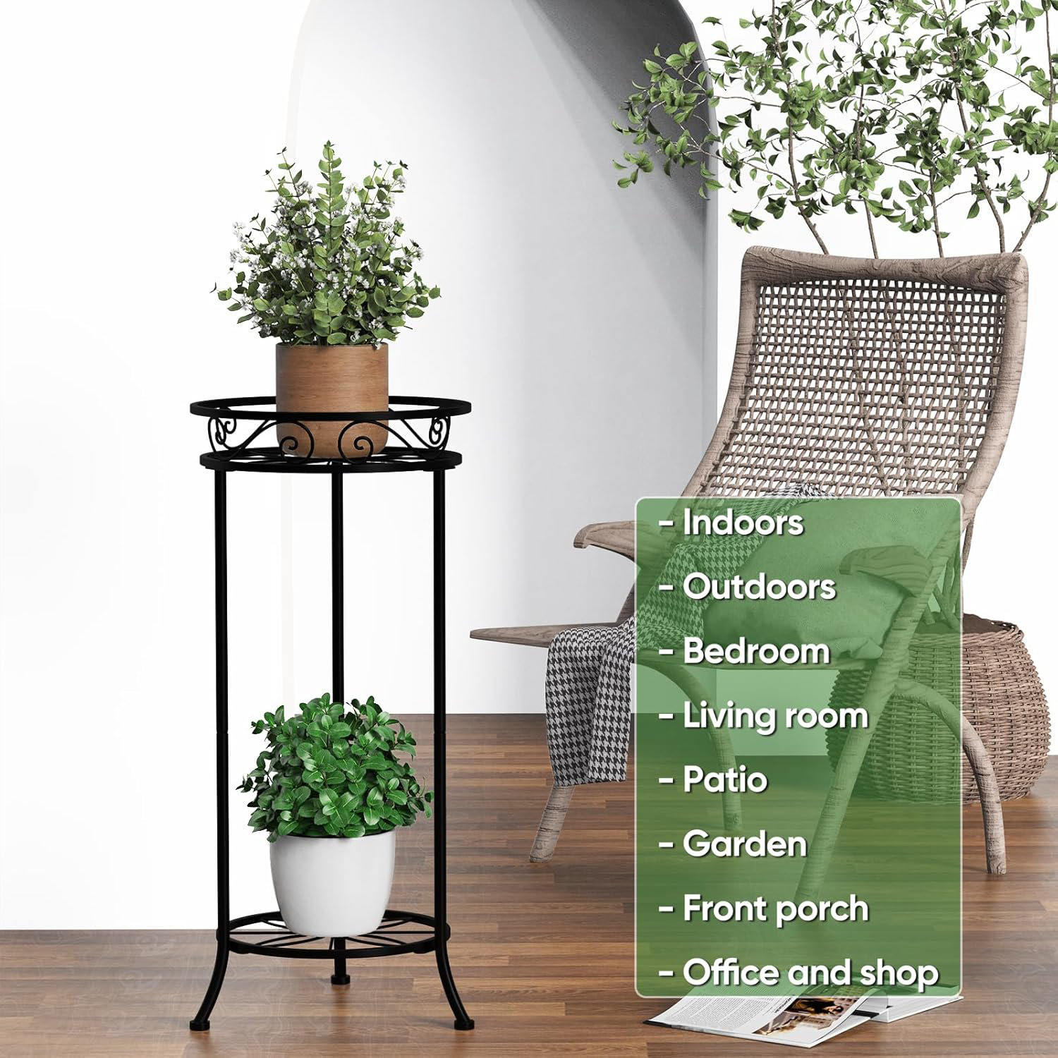Winston Porter Metal Plant Stand Outdoor, Black Flower Pot Stands For ...
