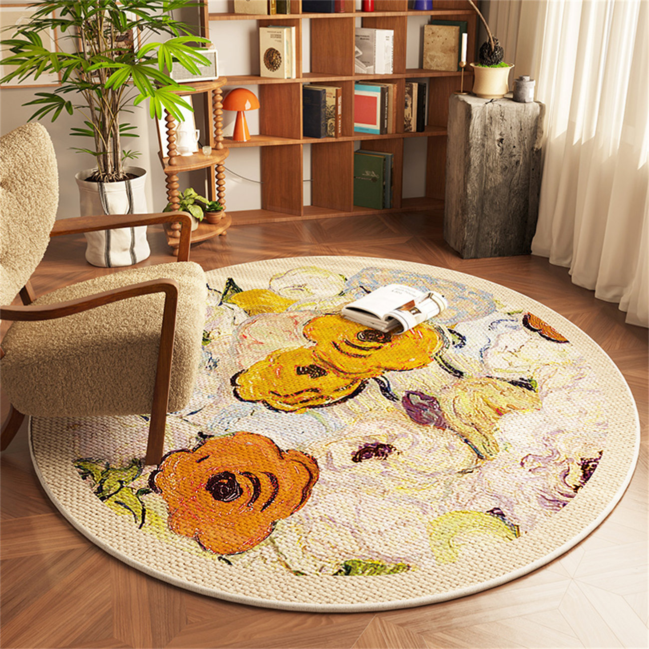 Lark Manor™ Artistic Oil Painting Rug – Premium Round Carpet For Living ...