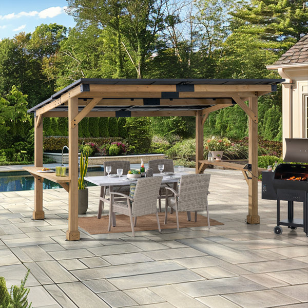 Sunjoy Wooden Grill Gazebo 10 ft. x 12 ft. Outdoor Cedar Frame BBQ ...