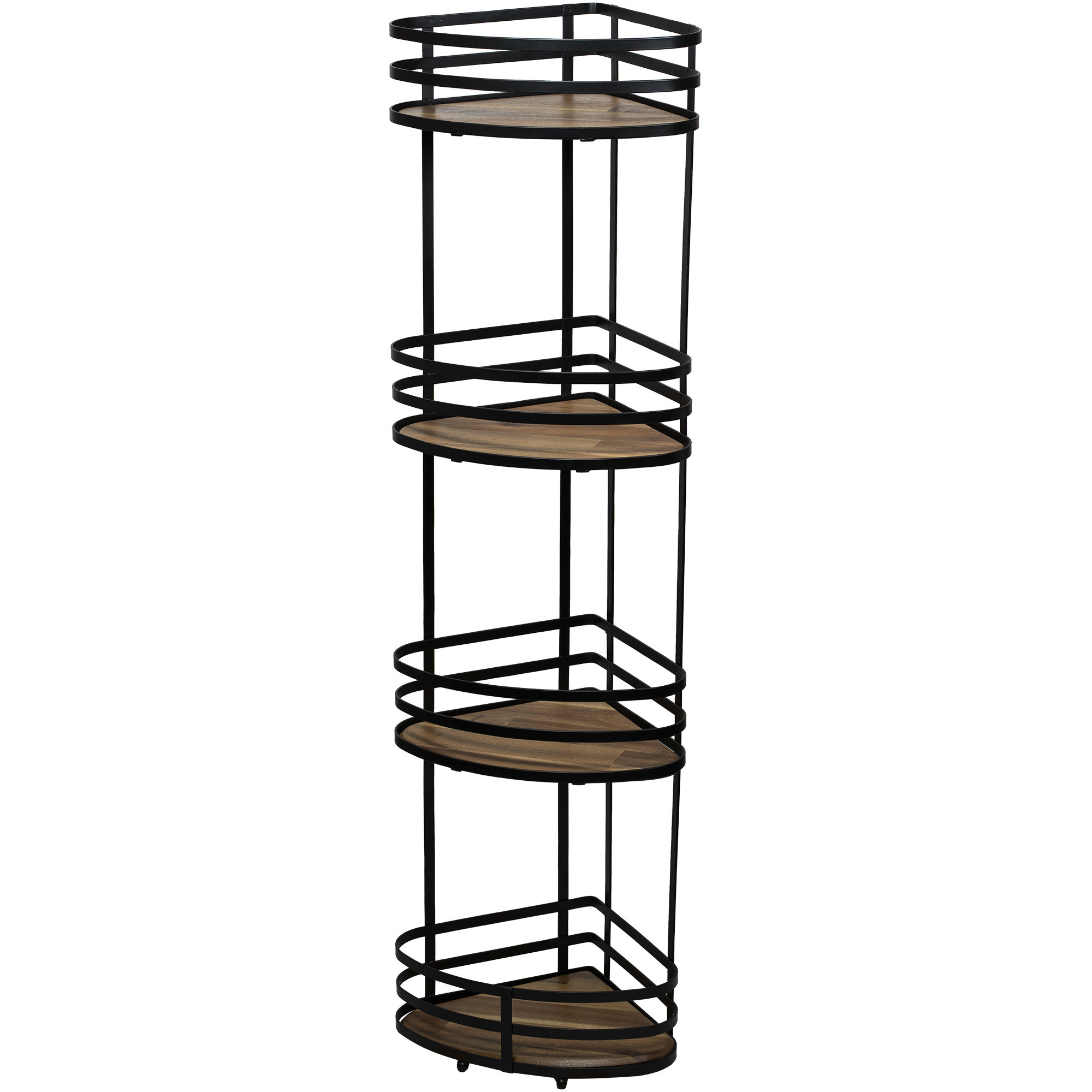 Mercer41 4-Tier Corner Countertop Caddy with Acacia Wood Accents in ...