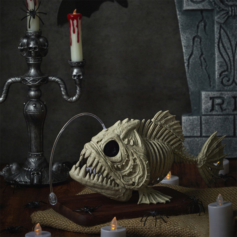The Holiday Aisle® Halloween Skeleton Fish with LED Eye for Halloween ...