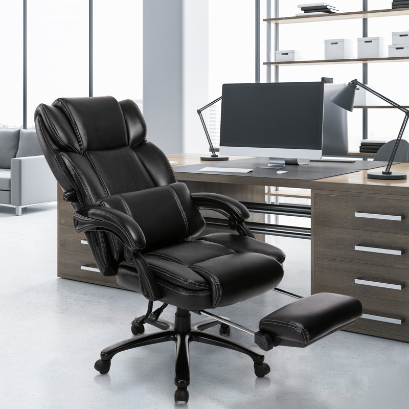 Inbox Zero Big and Tall Bonded Leather Wide and High Back Home Office ...