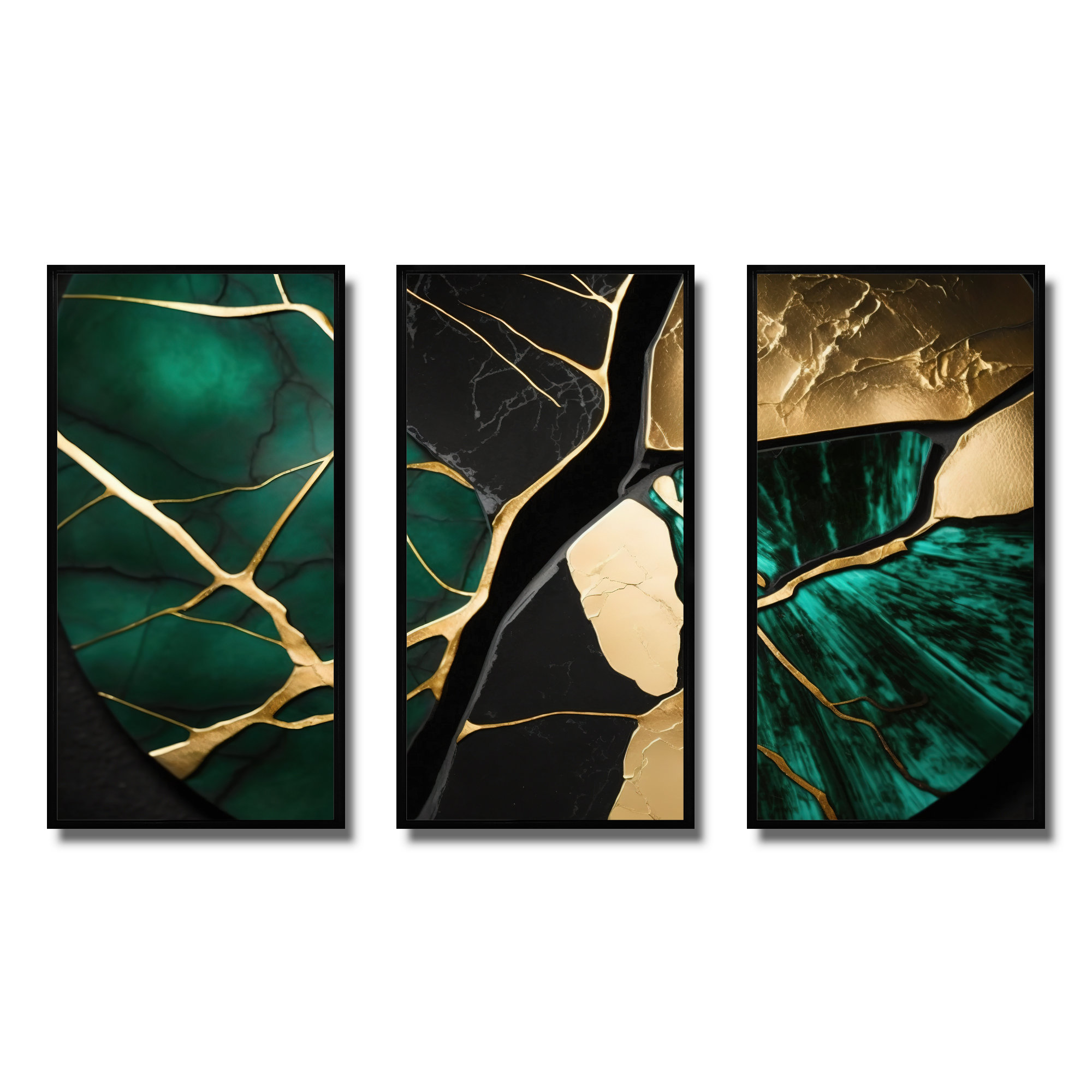 Design Art Abstract Geode Gold I - 3 Piece Print | Wayfair