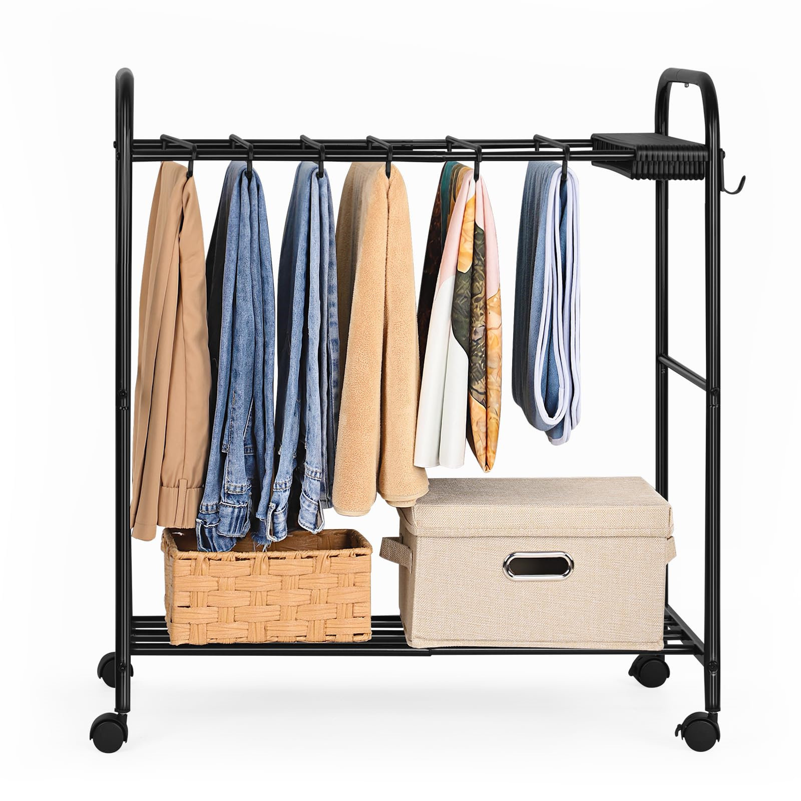 Rebrilliant Mazonson Metal Adjustable Rolling Clothes Rack | Wayfair