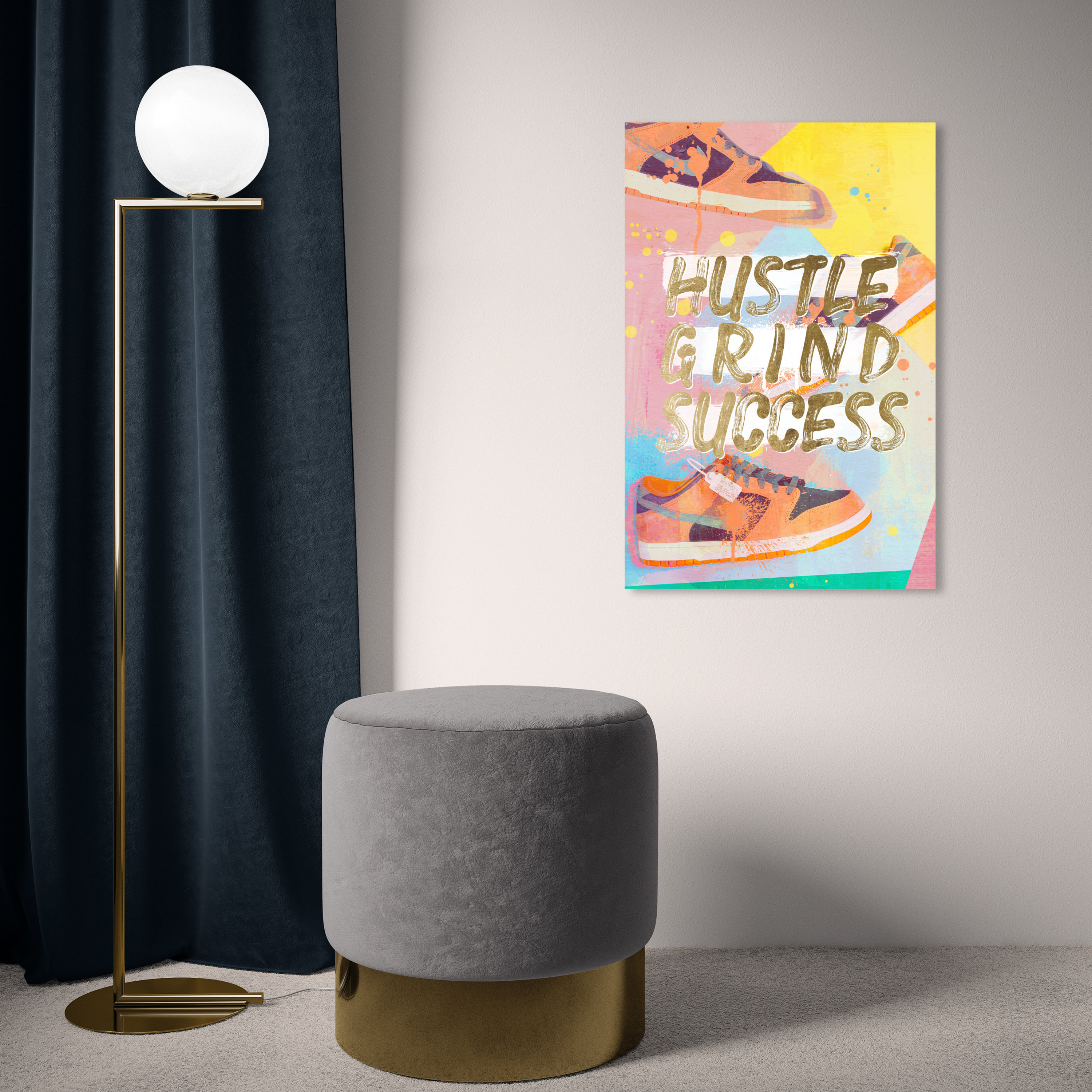 Oliver Gal Prints Hustle Grind Pastel Sneakers - Painting on Canvas ...