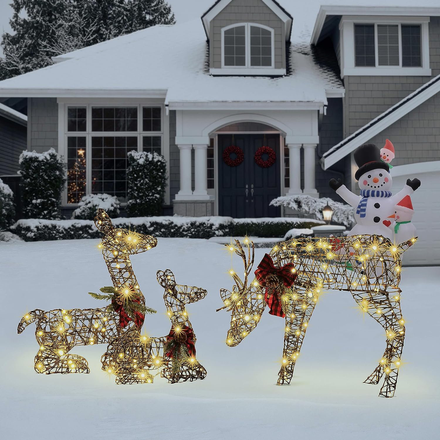 The Holiday Aisle® Rattan Reindeer Christmas Lighted Display | Wayfair