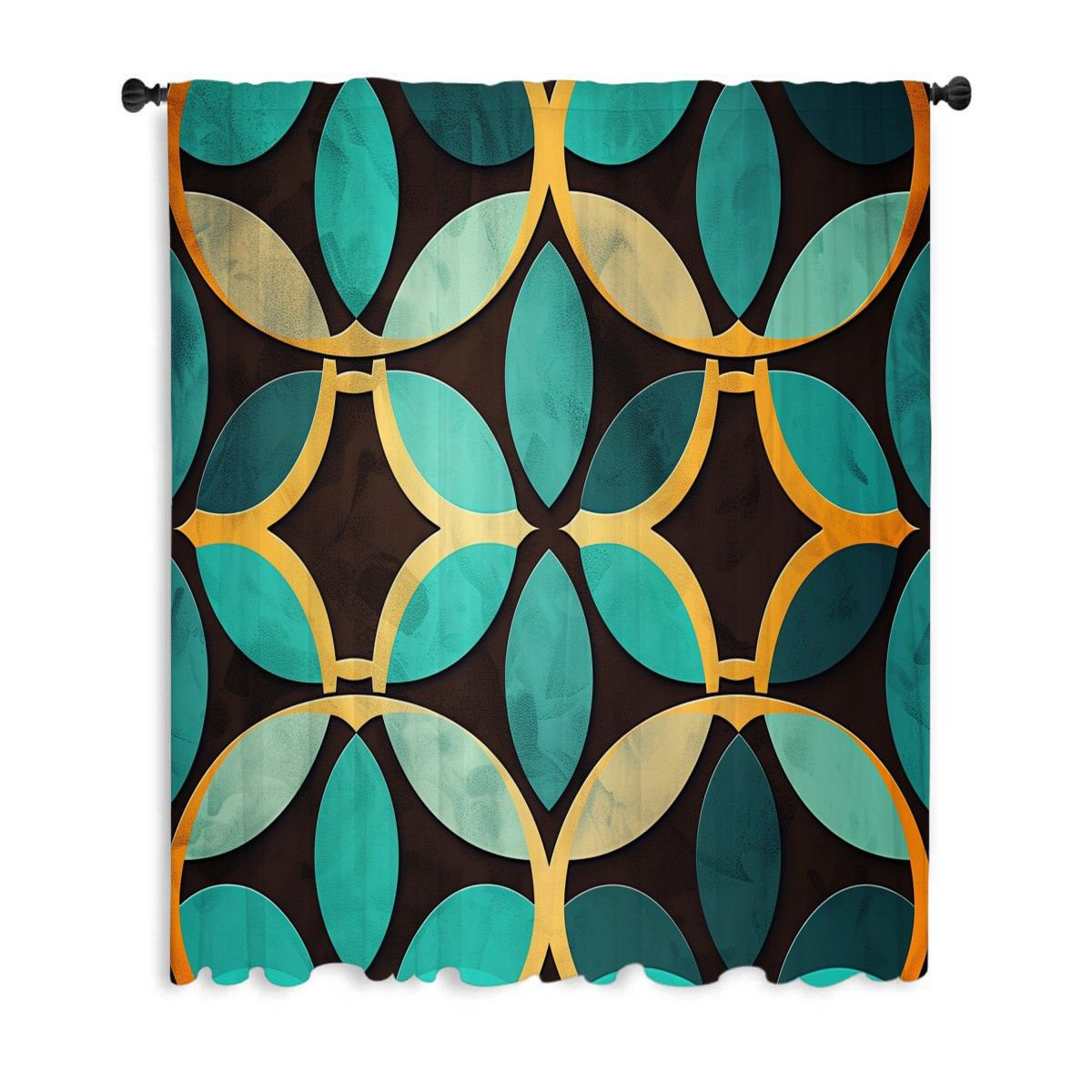 VisionDecor Retro Pattern Window Curtains, Visual Art Blockout & Sheer ...