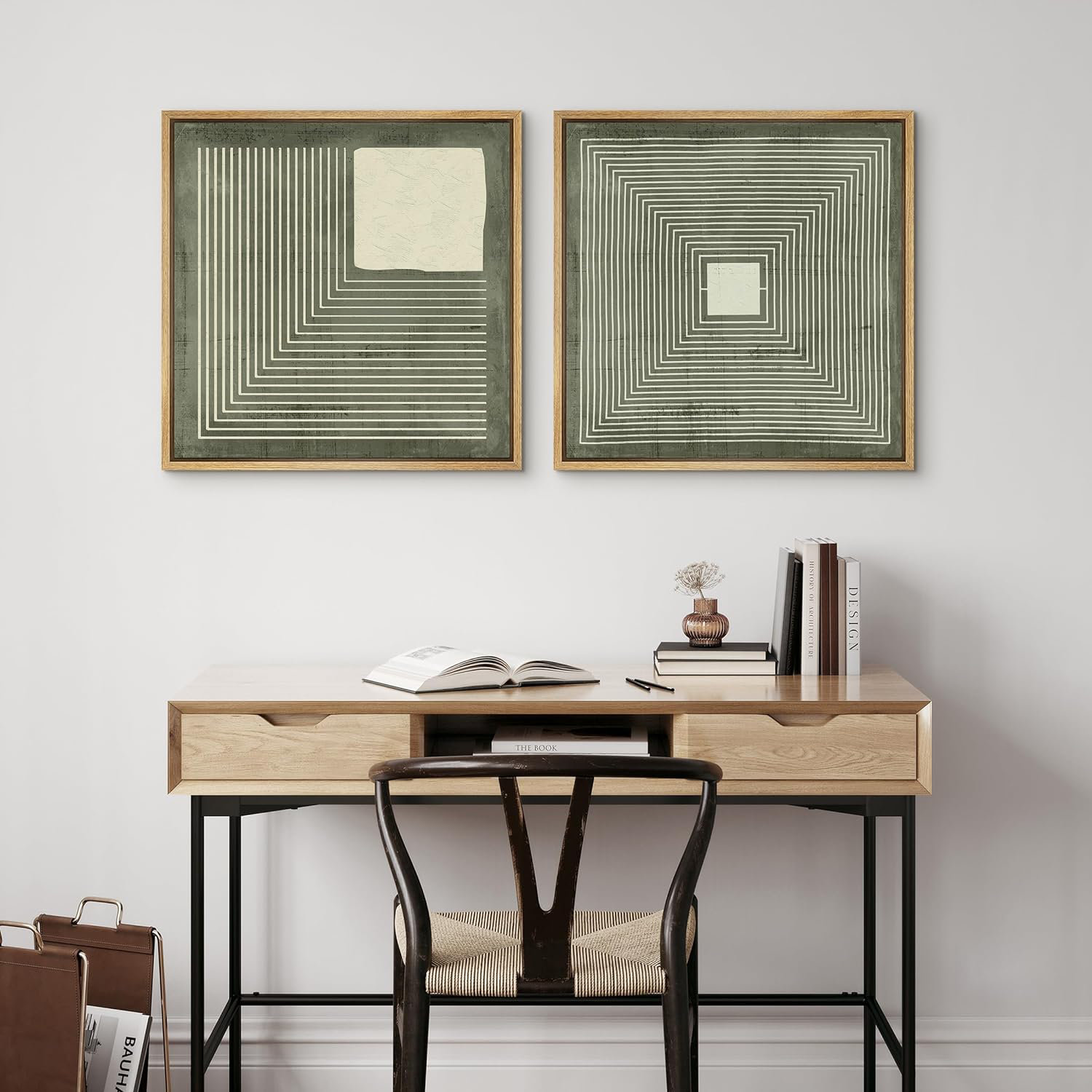 wall26 Geometric Lines and Square in Green Illustrations Organic Modern ...